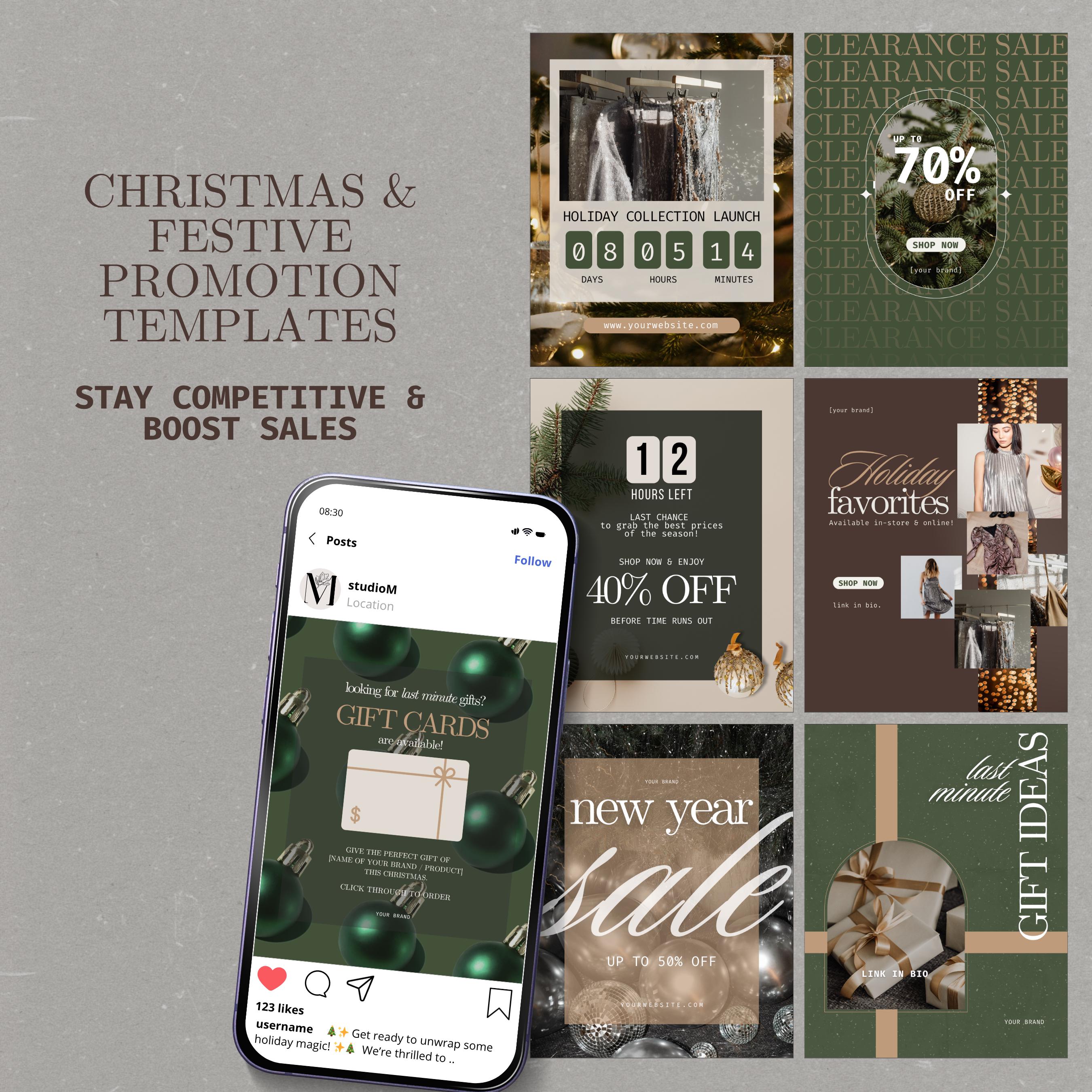 Christmas Instagram Templates, Canva Holiday Social Media Templates ...