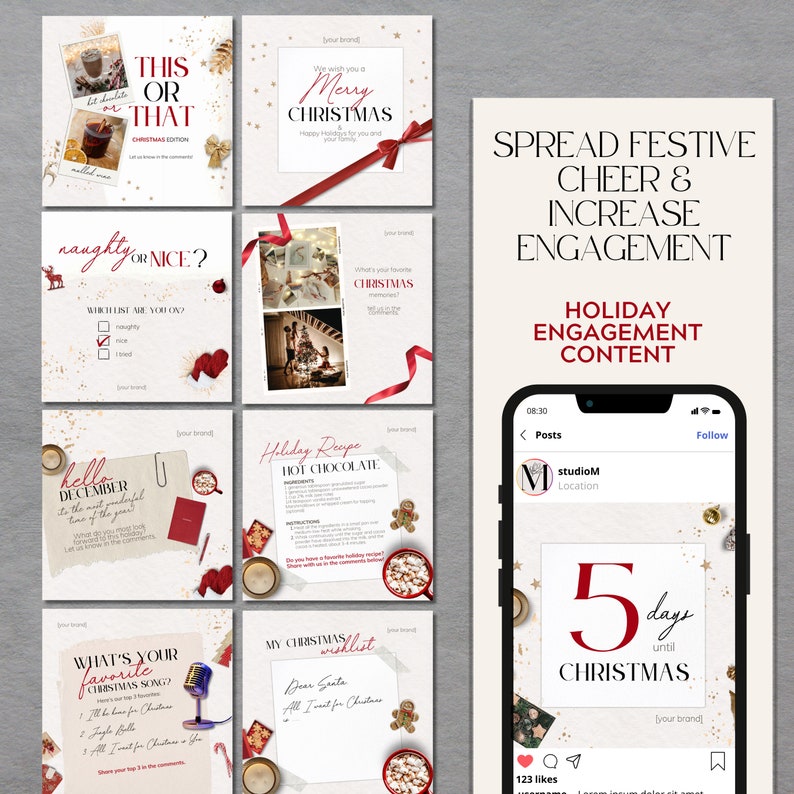12 Days of Christmas Instagram Templates for Retail Shops, Editable ...