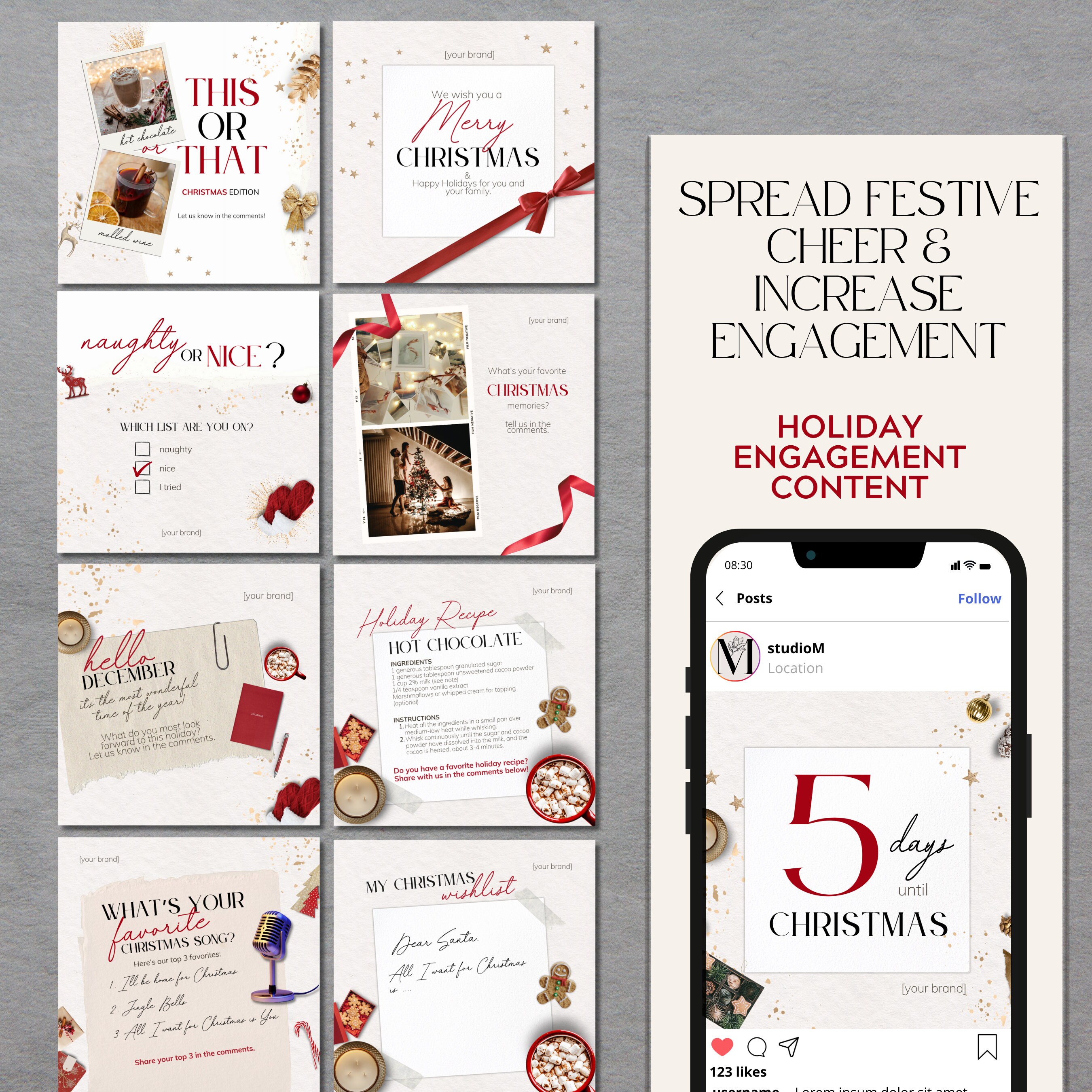 12 Days of Christmas Instagram Templates for Retail Shops, Editable ...