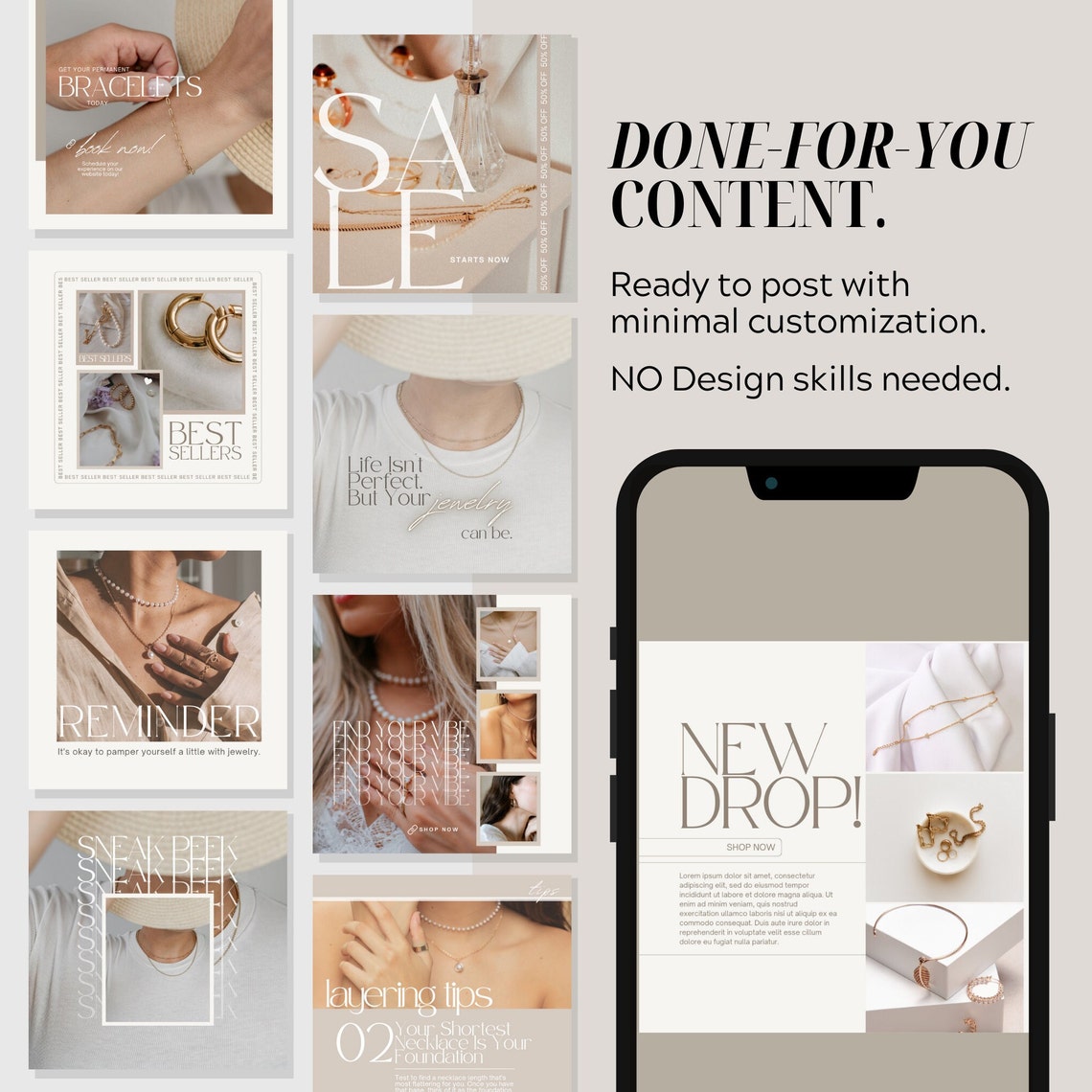 Editable Instagram Posts for Permanent Jewelry | Canva Social Media ...