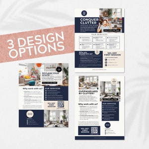 Home Organizer Flyer Bundle, Editable Canva Flyer Template, Marketing ...