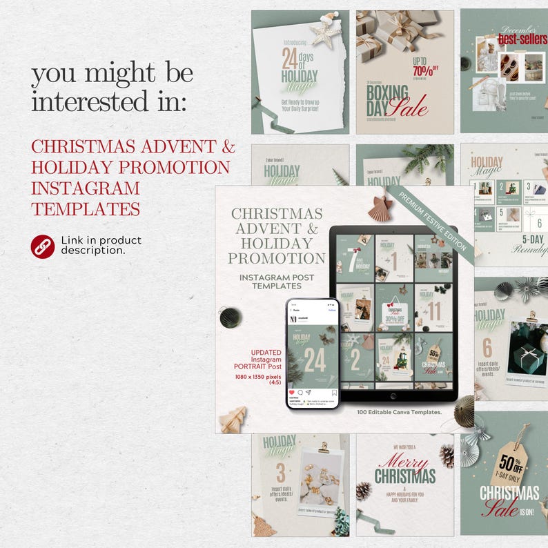 Christmas Instagram Templates for Retail, Canva Holiday Social Media ...