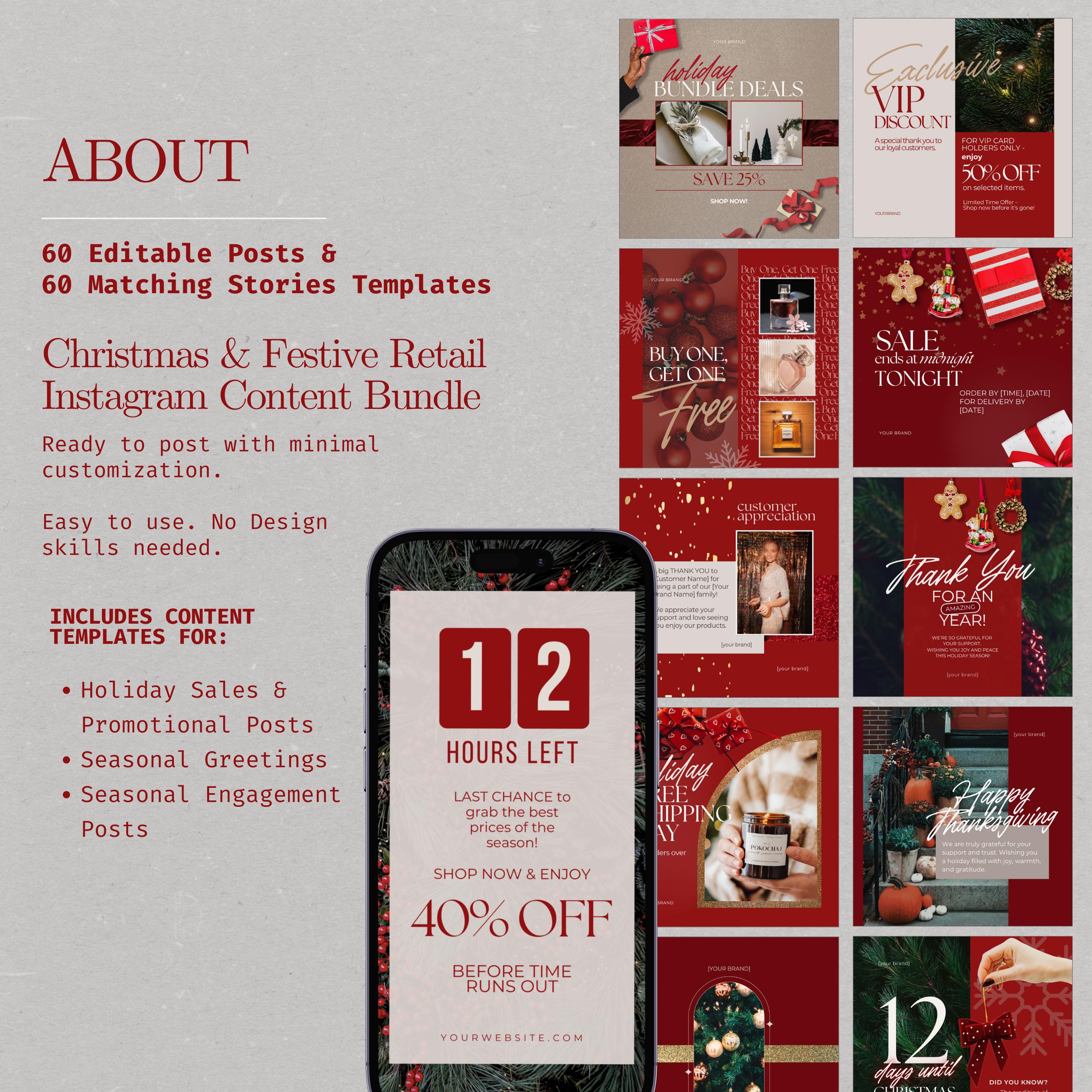 Christmas Instagram Templates, Canva Holiday Social Media Templates ...
