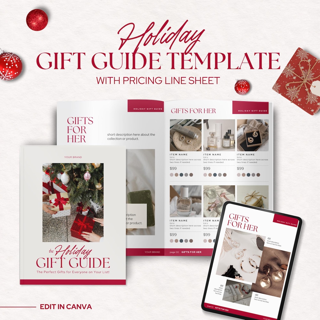 Holiday Gift Guide Canva Template, Christmas Product Catalog, Canva ...