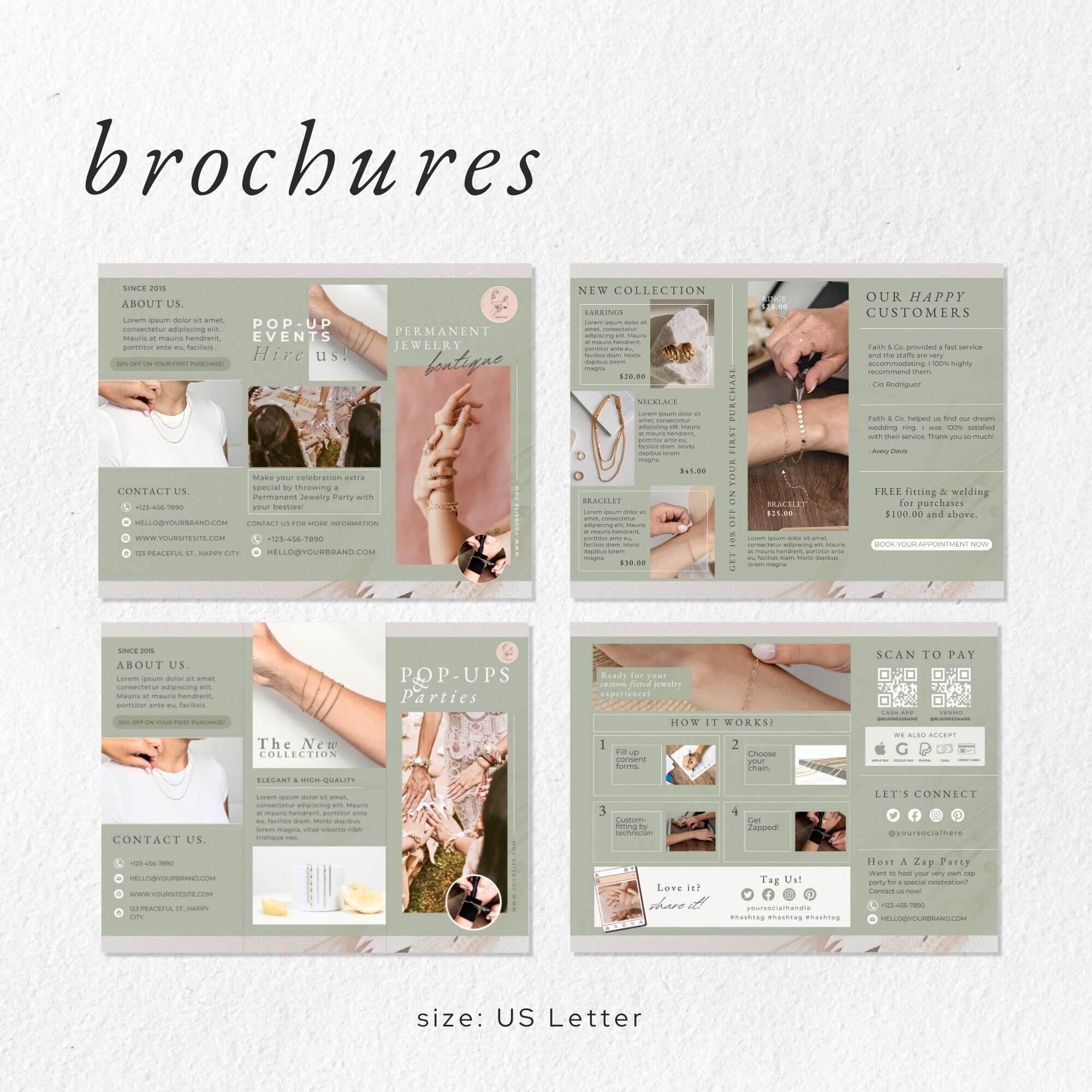 Permanent Jewelry Marketing Flyer & Brochure Bundle, Permanent Jewelry ...