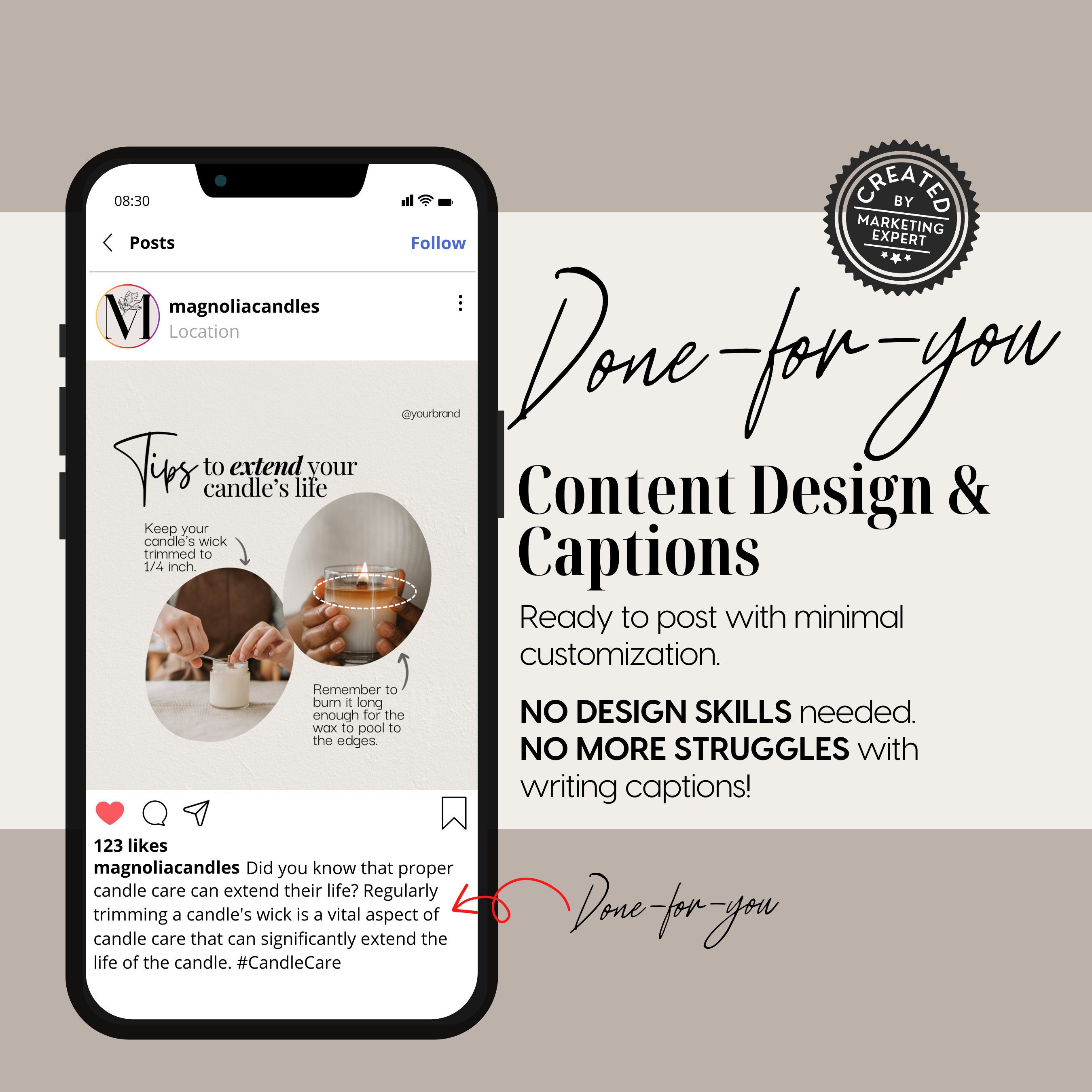 Minimalist Candle Instagram Posts Template and Caption, Canva Social ...