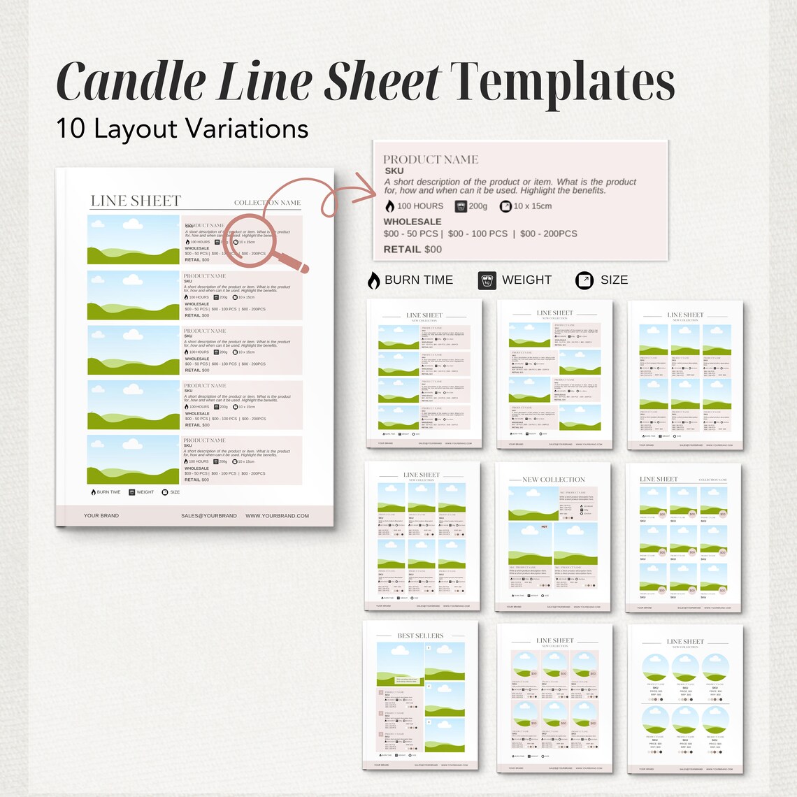 Candle Wholesale Linesheet Template, Wholesale Candles Template, Candle ...