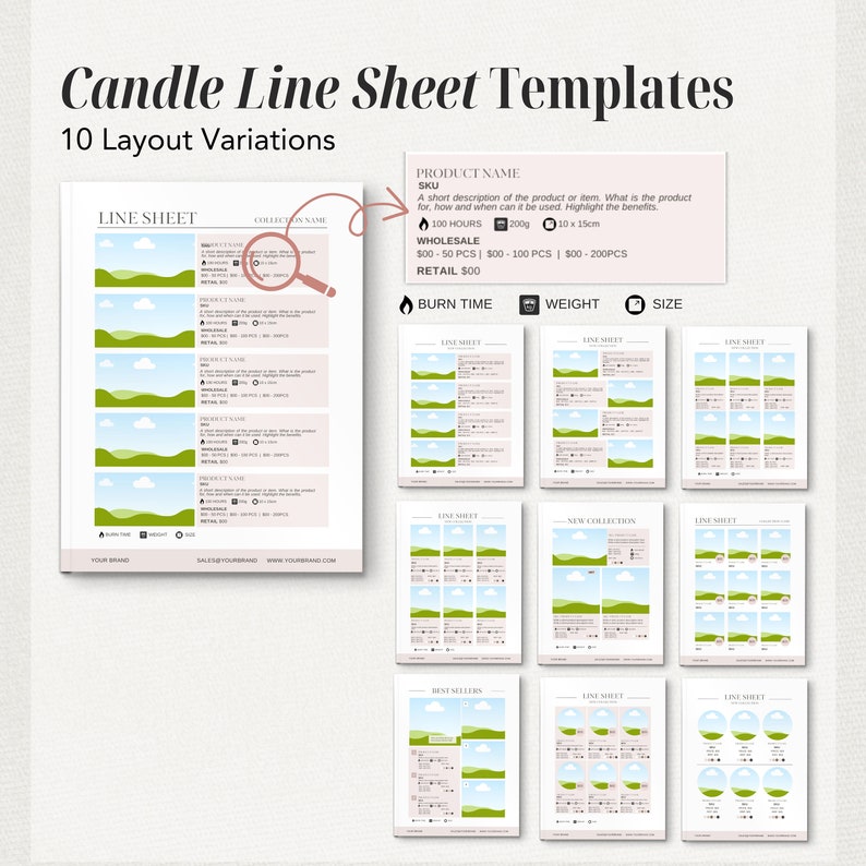 Candle Wholesale Linesheet Template, Wholesale Candles Template, Candle ...