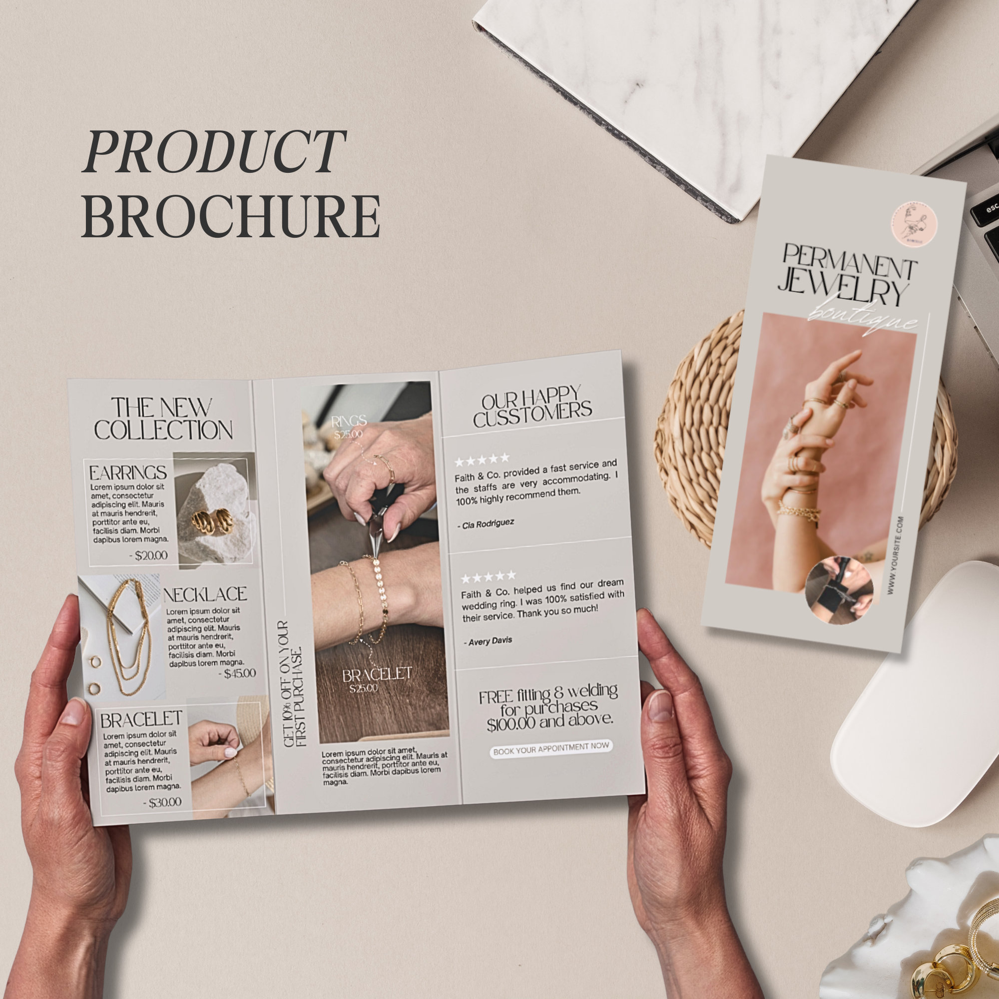 Permanent Jewelry Brochure, Canva Marketing Templates, Permanent ...