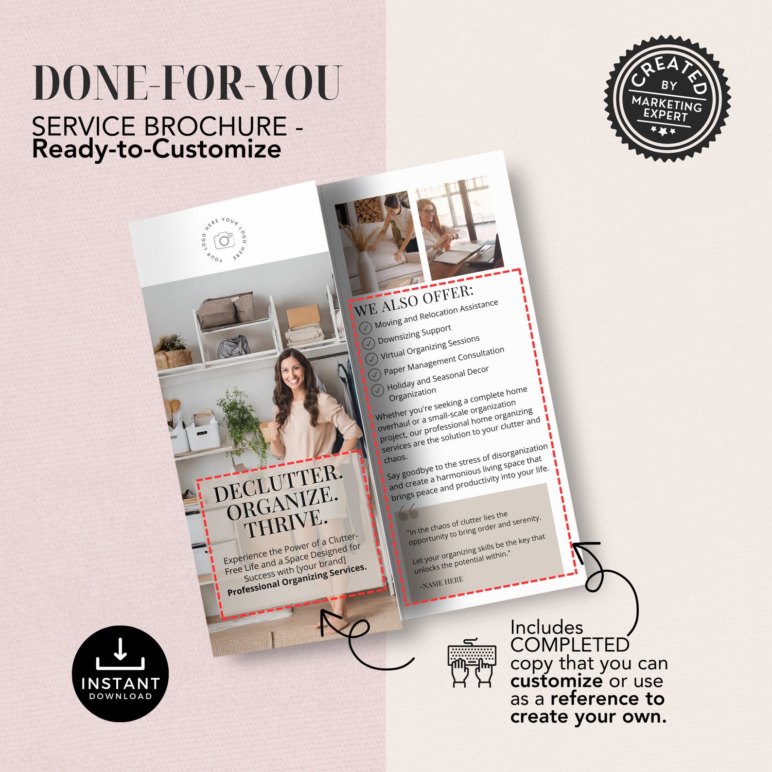 Professional Organizer Trifold Brochure, Canva Brochure Template ...