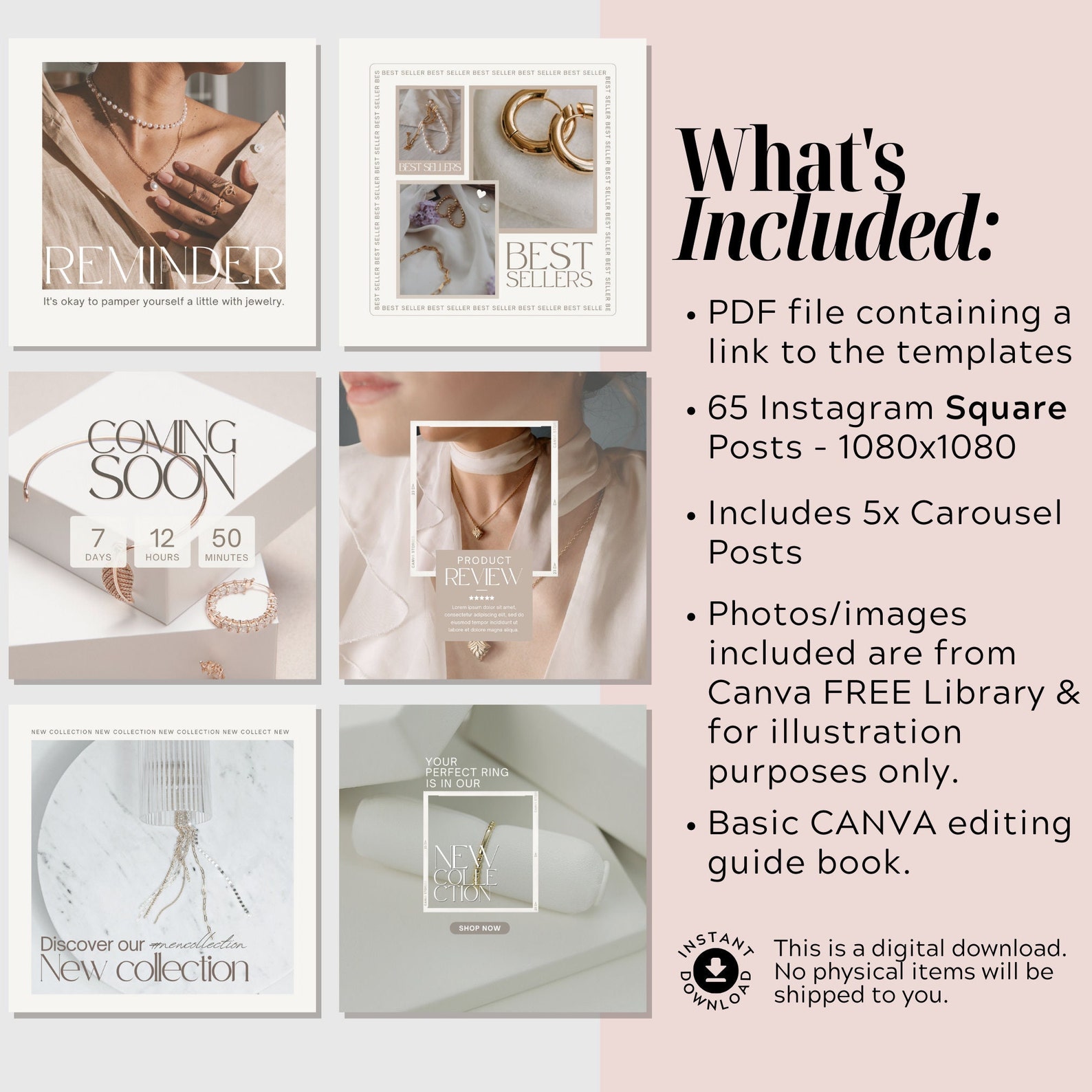 Editable Permanent Jewelry Social Media Posts Canva Instagram Templates ...