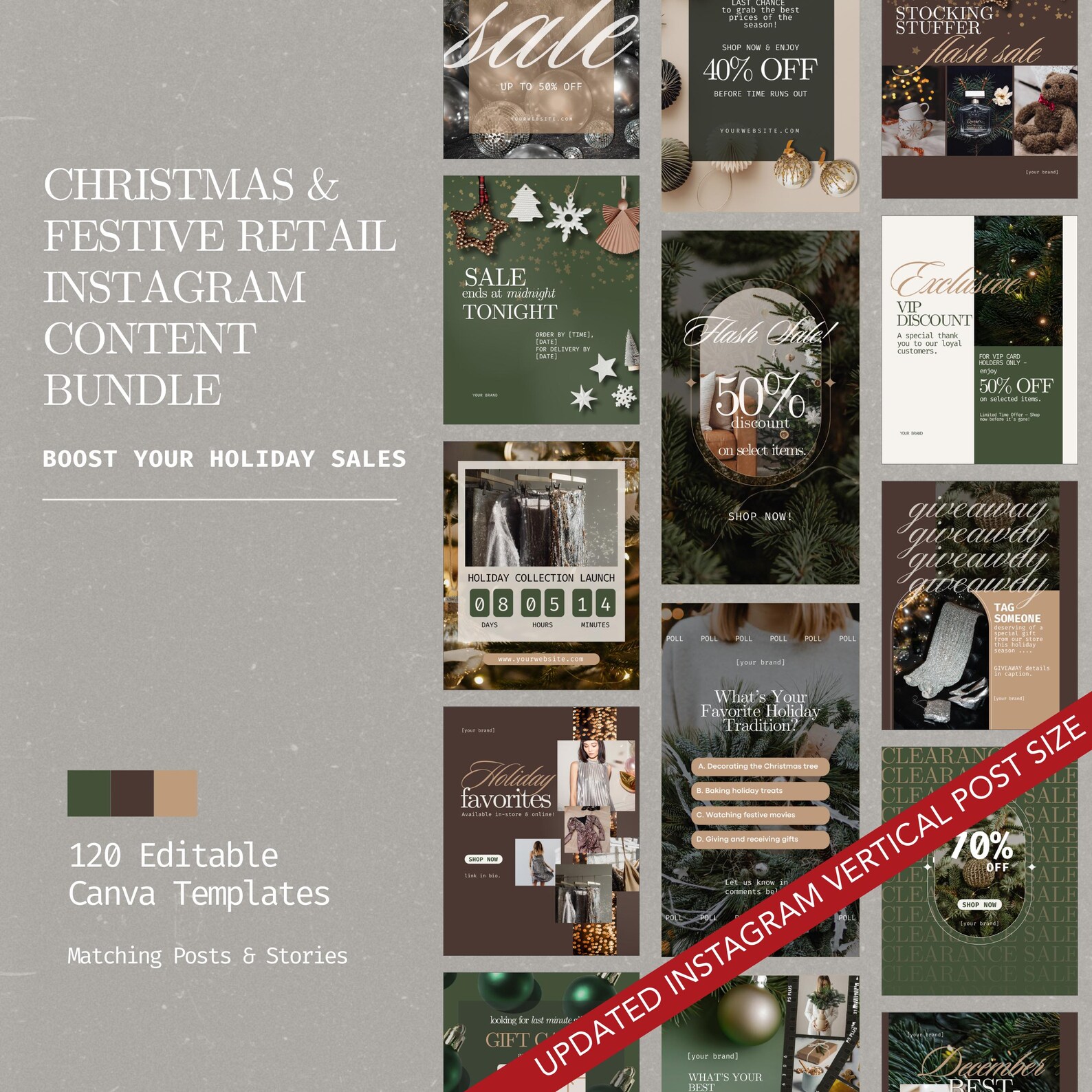 Christmas Instagram Templates, Canva Holiday Social Media Templates ...
