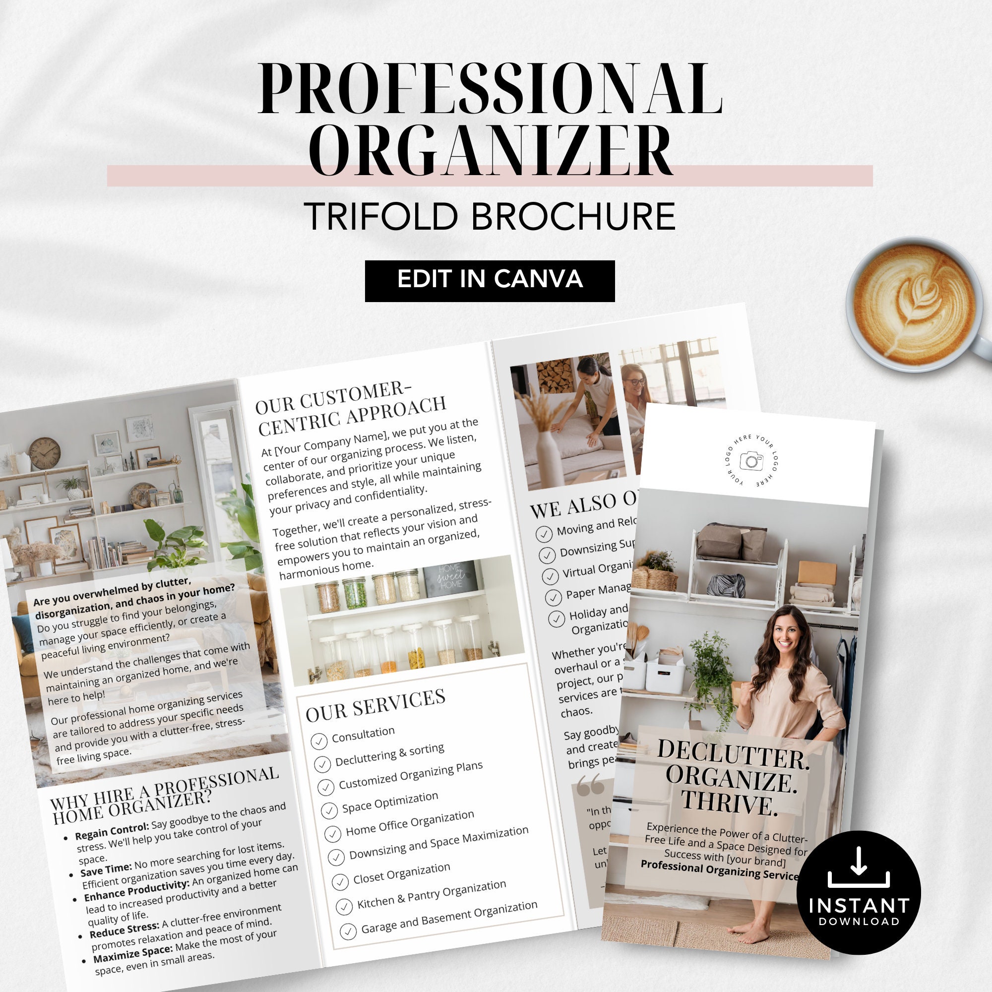 Professional Organizer Trifold Brochure, Canva Brochure Template ...
