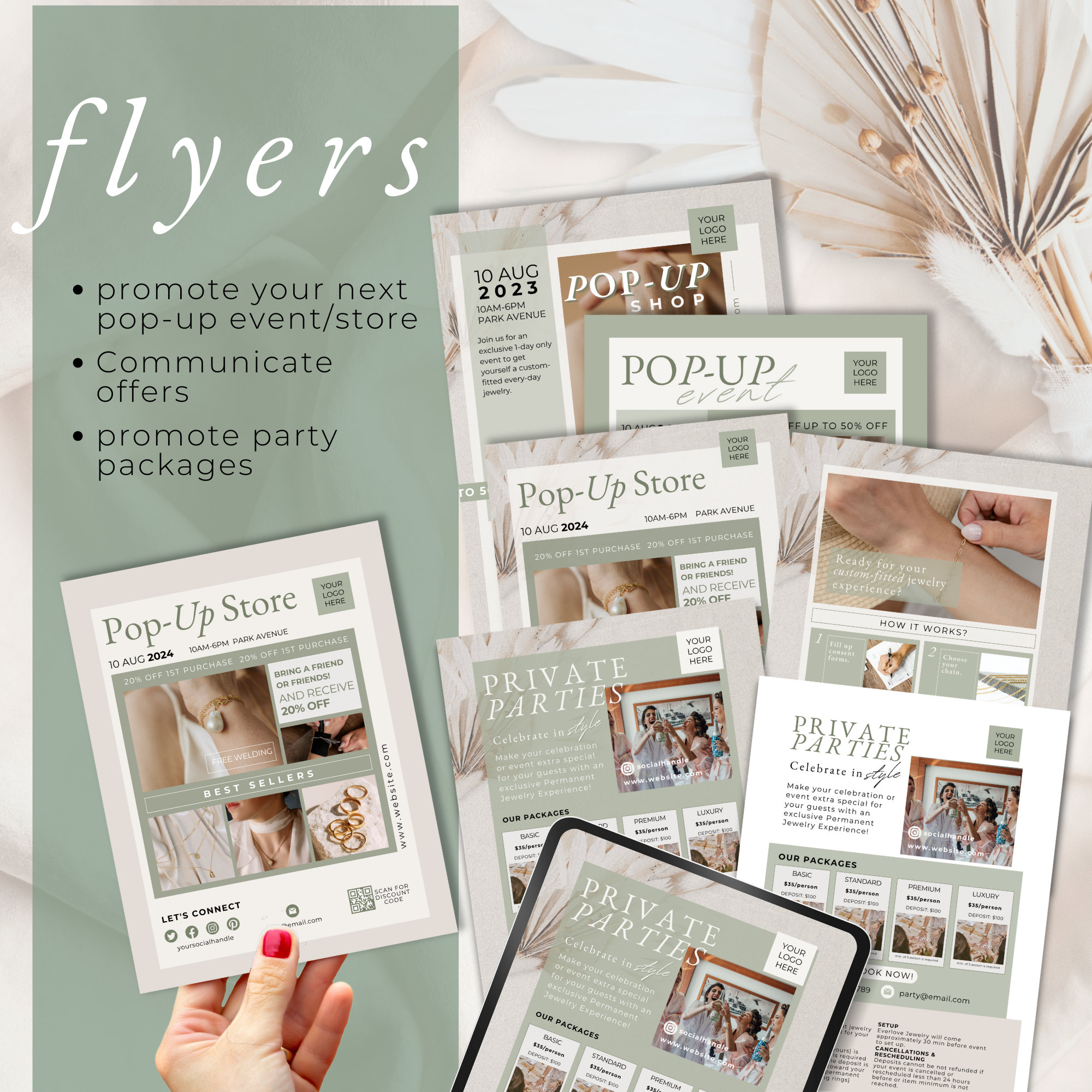Permanent Jewelry Marketing Flyer & Brochure Bundle, Permanent Jewelry ...