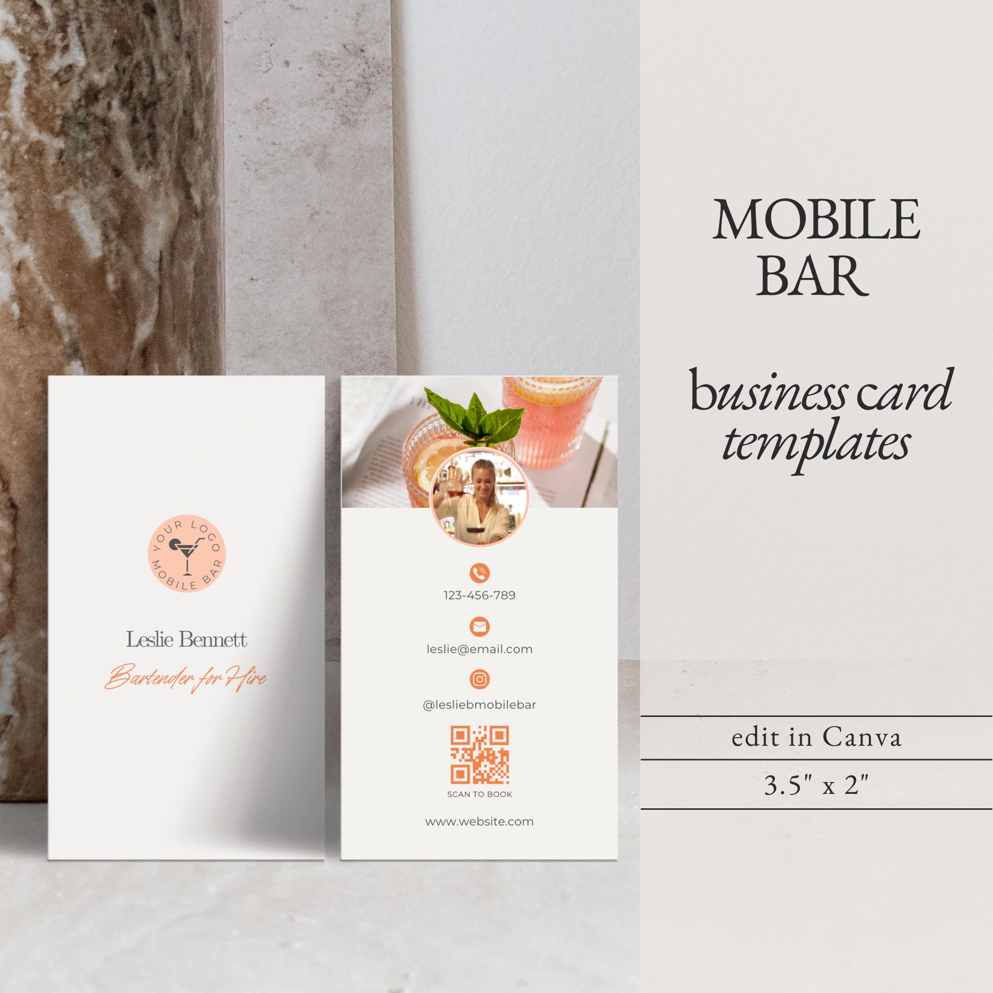 Mobile Bar Business Card Template, Editable Digital Business Card ...