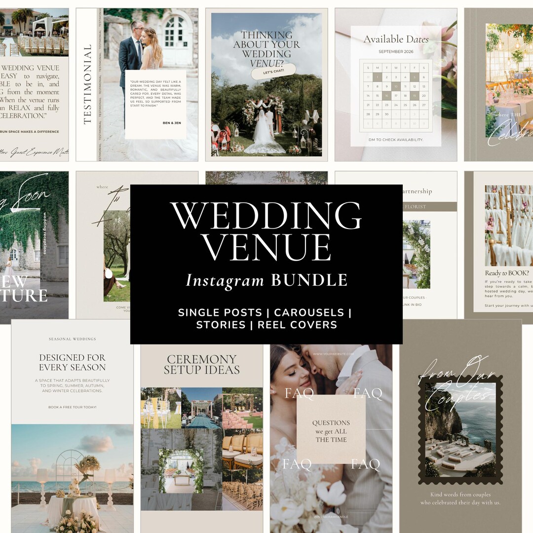 Wedding Venue Social Media Posts, Canva Instagram Templates, Marketing ...