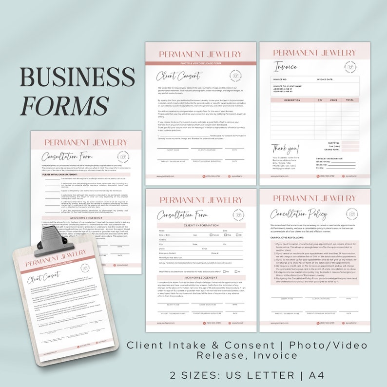 Permanent Jewelry Business Bundle Permanent Jewelry Consent Forms ...