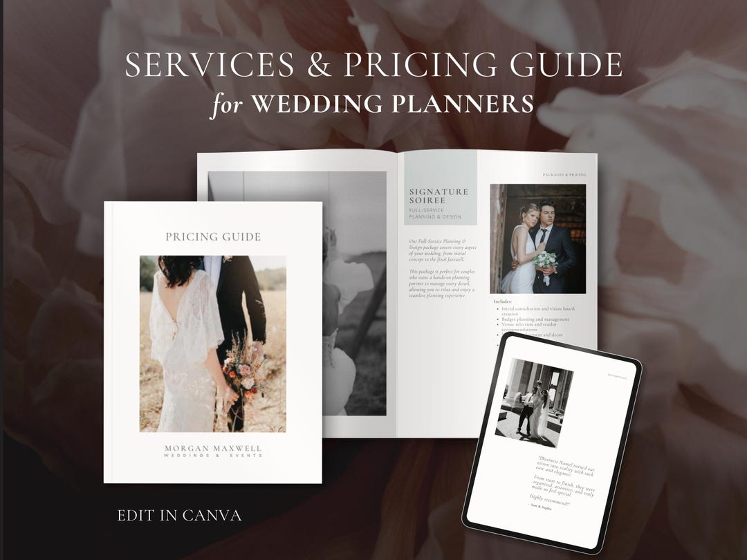 Wedding Planner Pricing Template, Canva Service and Pricing Guide ...