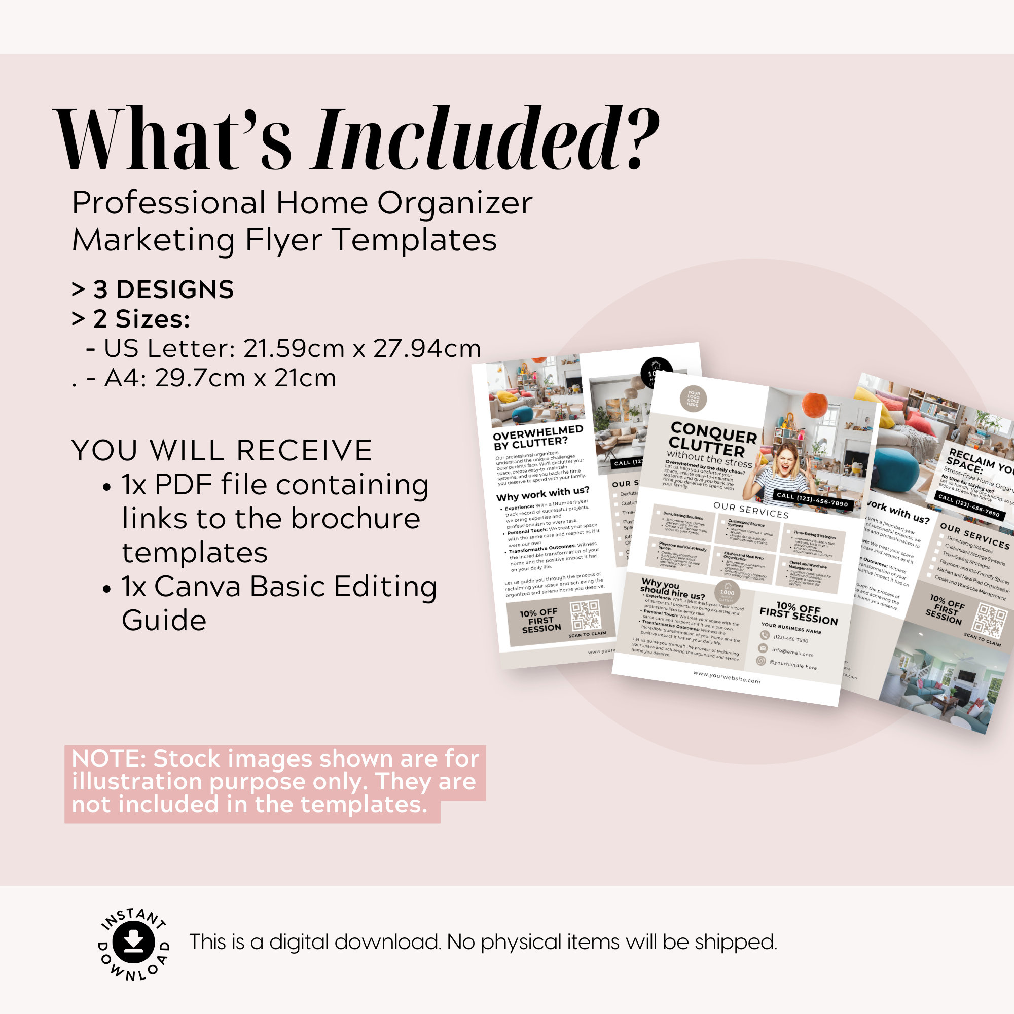 Home Organizer Flyer Bundle, Editable Canva Flyer Template, Marketing ...