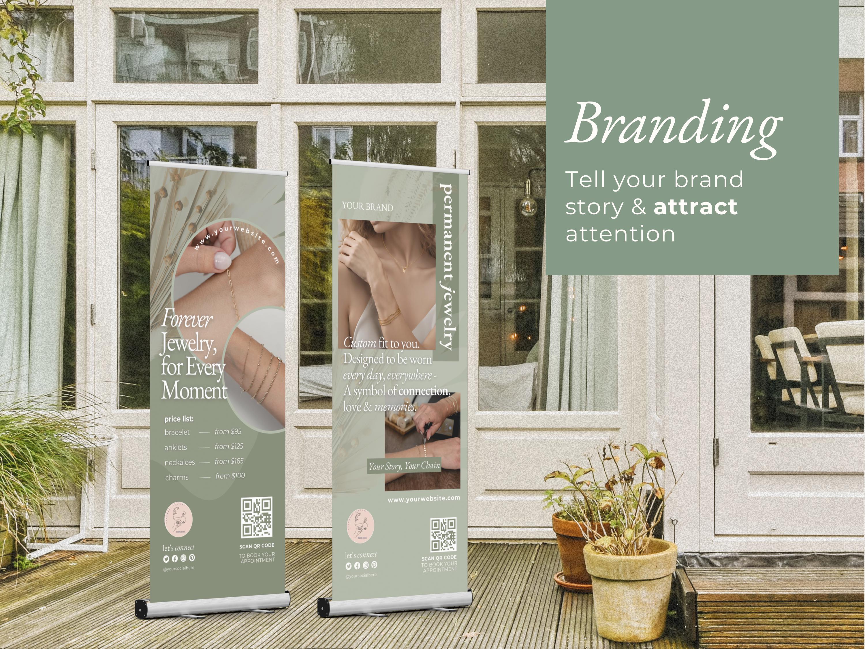 Permanent Jewelry Retractable Banner Template for Price List, Branding ...