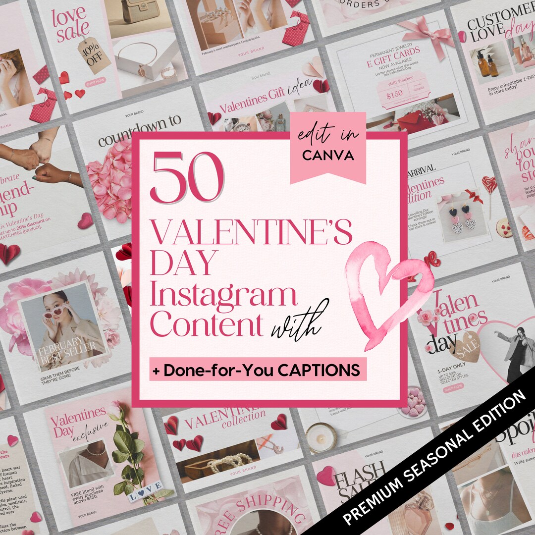 Valentines Day Promo Instagram Templates With Captions, Canva Template ...