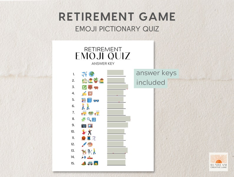 Retirement Party Emoji Game Emoji Pictionary Minimalist - Etsy