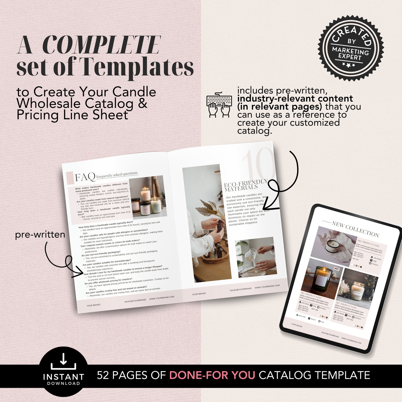 Candle Wholesale Linesheet Template, Wholesale Candles Template, Candle ...