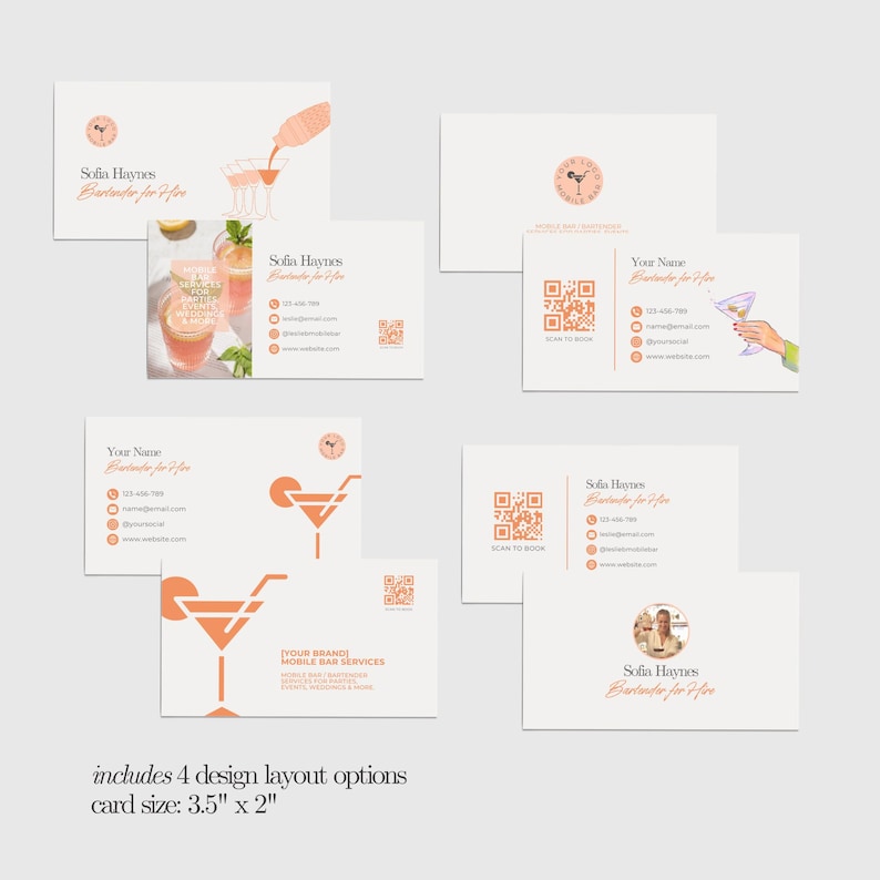 Mobile Bar Business Card Template, Editable Digital Business Card ...