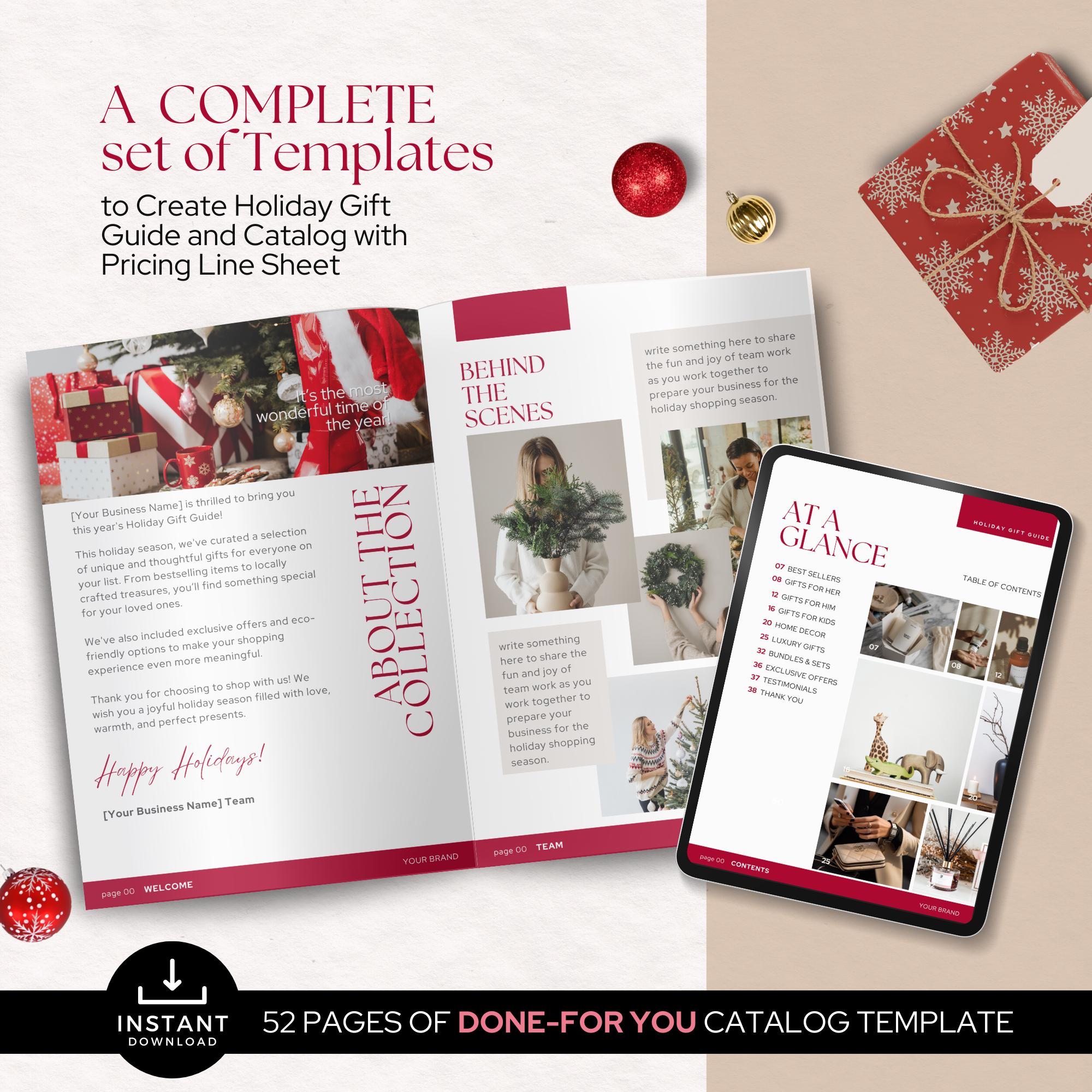 Holiday Gift Guide Canva Template, Christmas Product Catalog, Canva ...