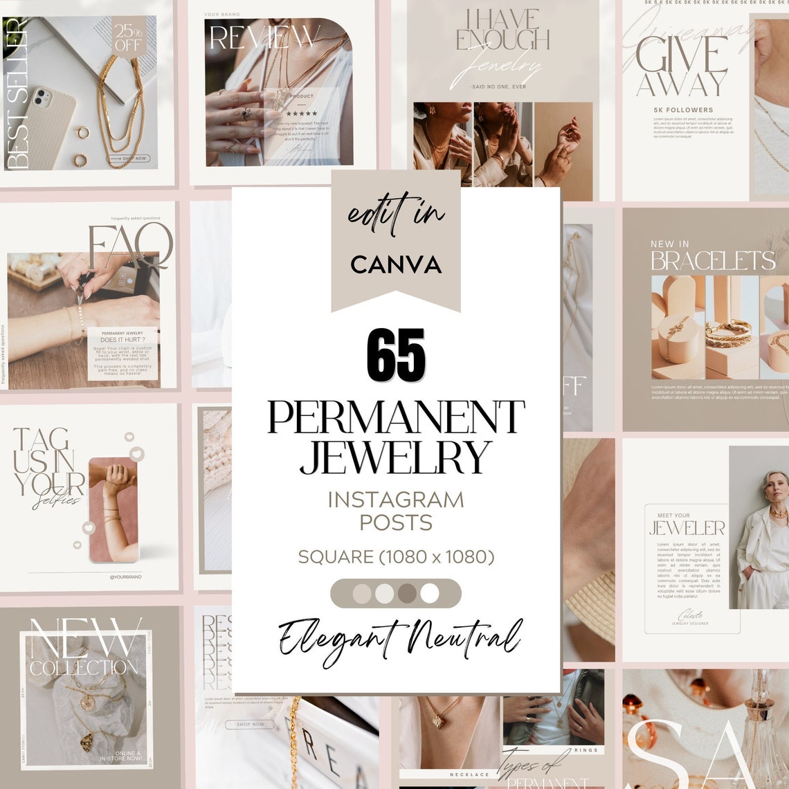 Editable Permanent Jewelry Social Media Posts Canva Instagram Templates ...