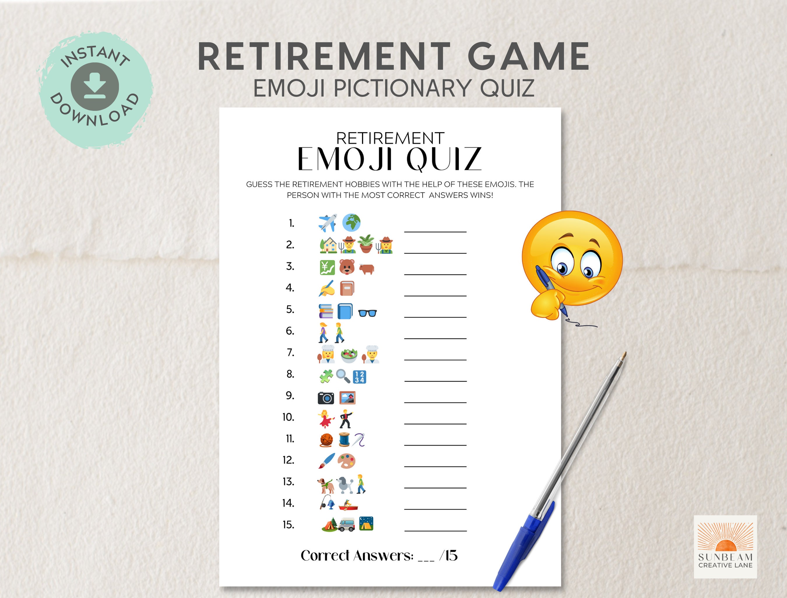 Retirement Party Emoji Game Emoji Pictionary Minimalist - Etsy