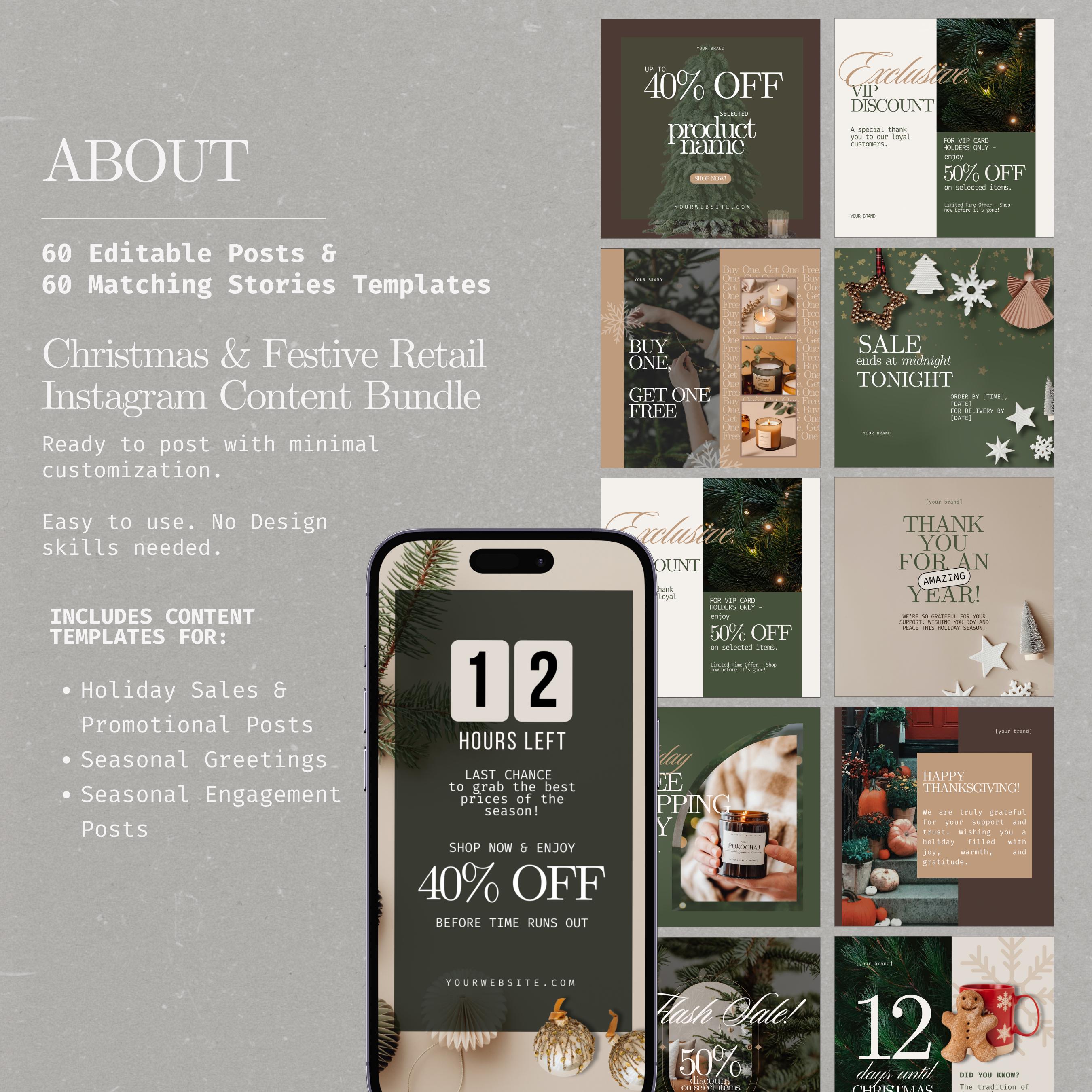 Christmas Instagram Templates, Canva Holiday Social Media Templates ...
