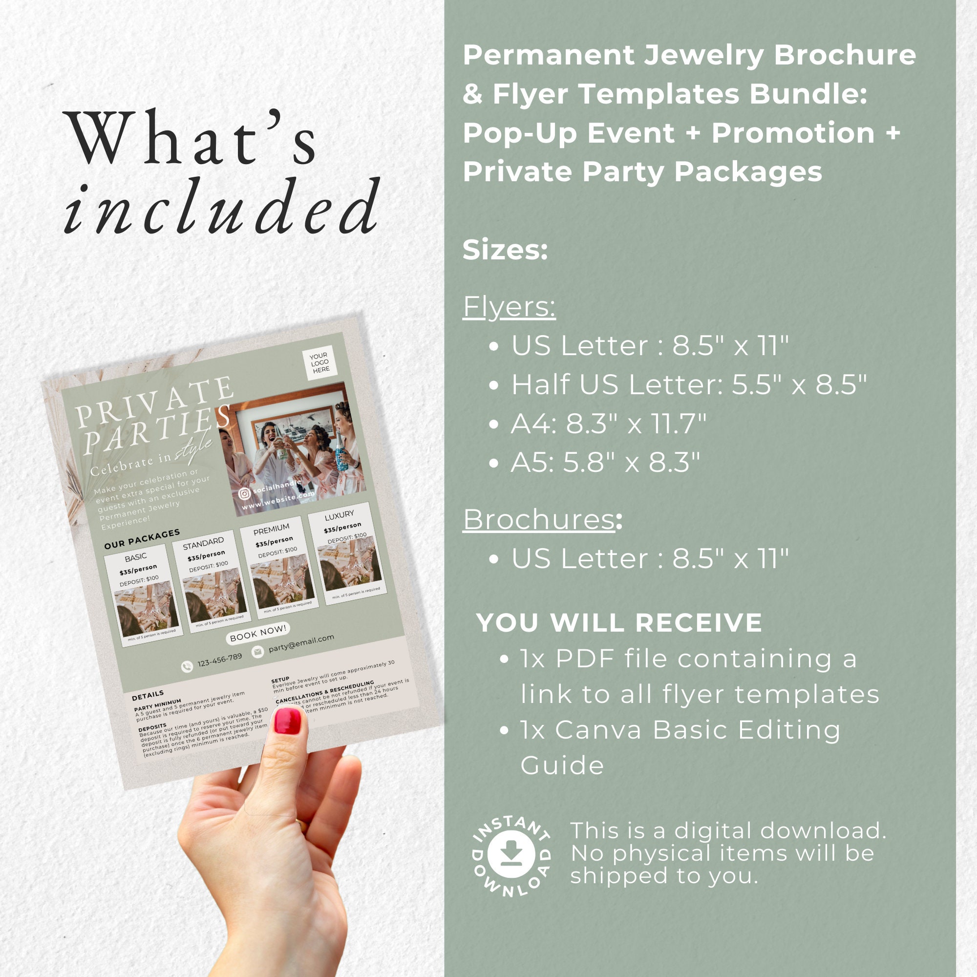 Permanent Jewelry Marketing Flyer & Brochure Bundle, Permanent Jewelry ...