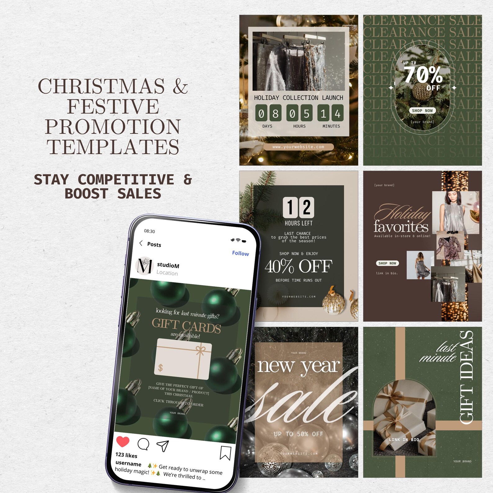 Christmas Instagram Templates, Canva Holiday Social Media Templates ...