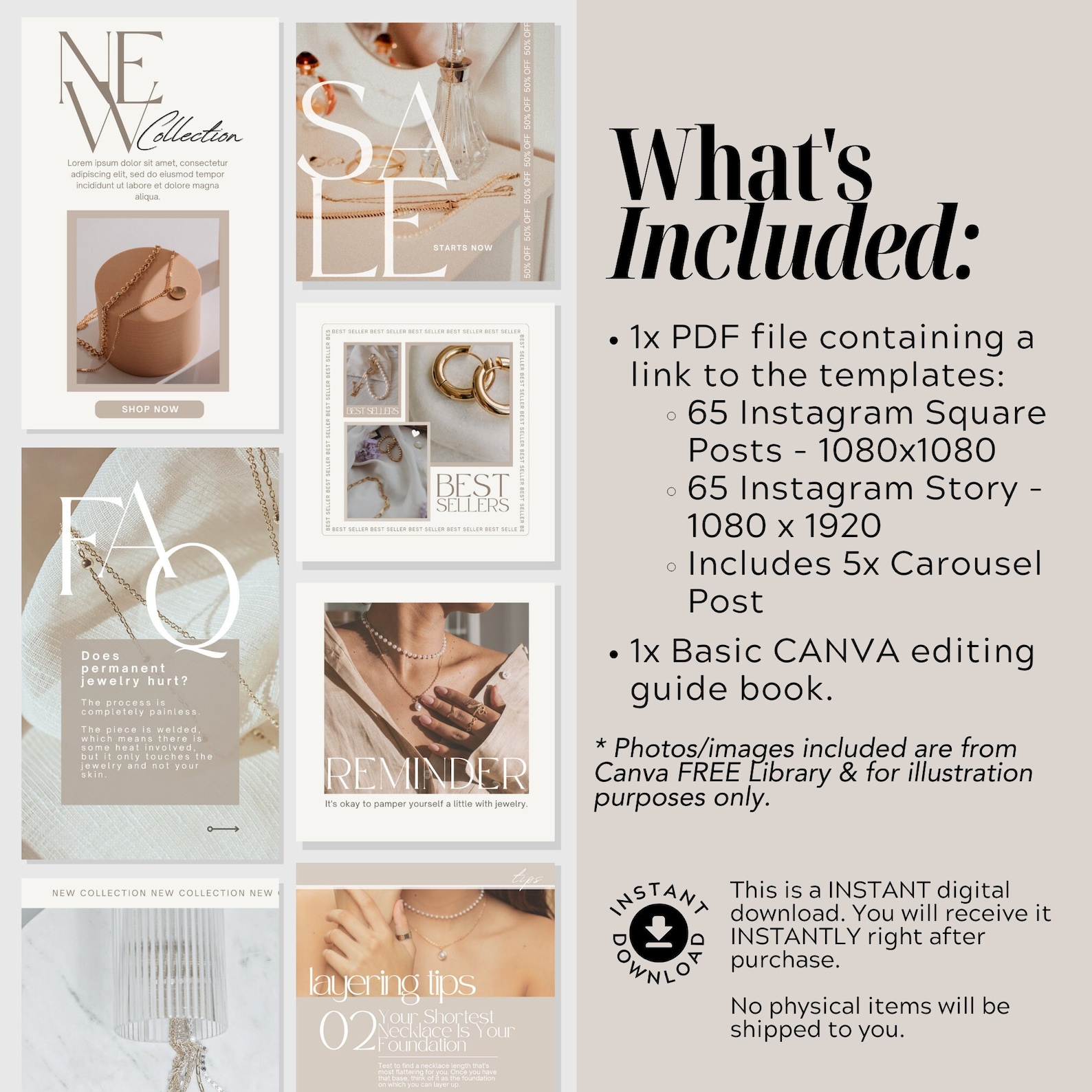 Editable Instagram Posts for Permanent Jewelry | Canva Social Media ...