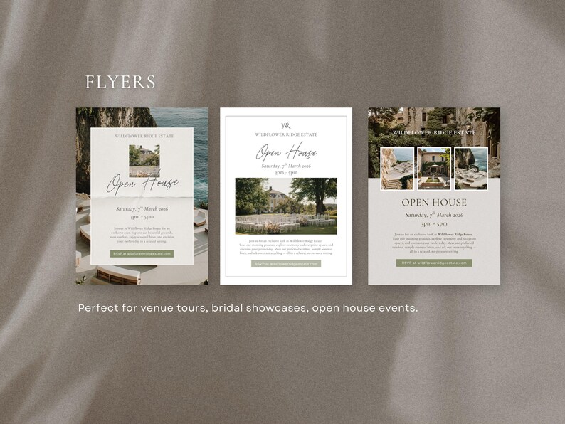Wedding Venue Marketing Template Bundle for Open House Event, Editable ...