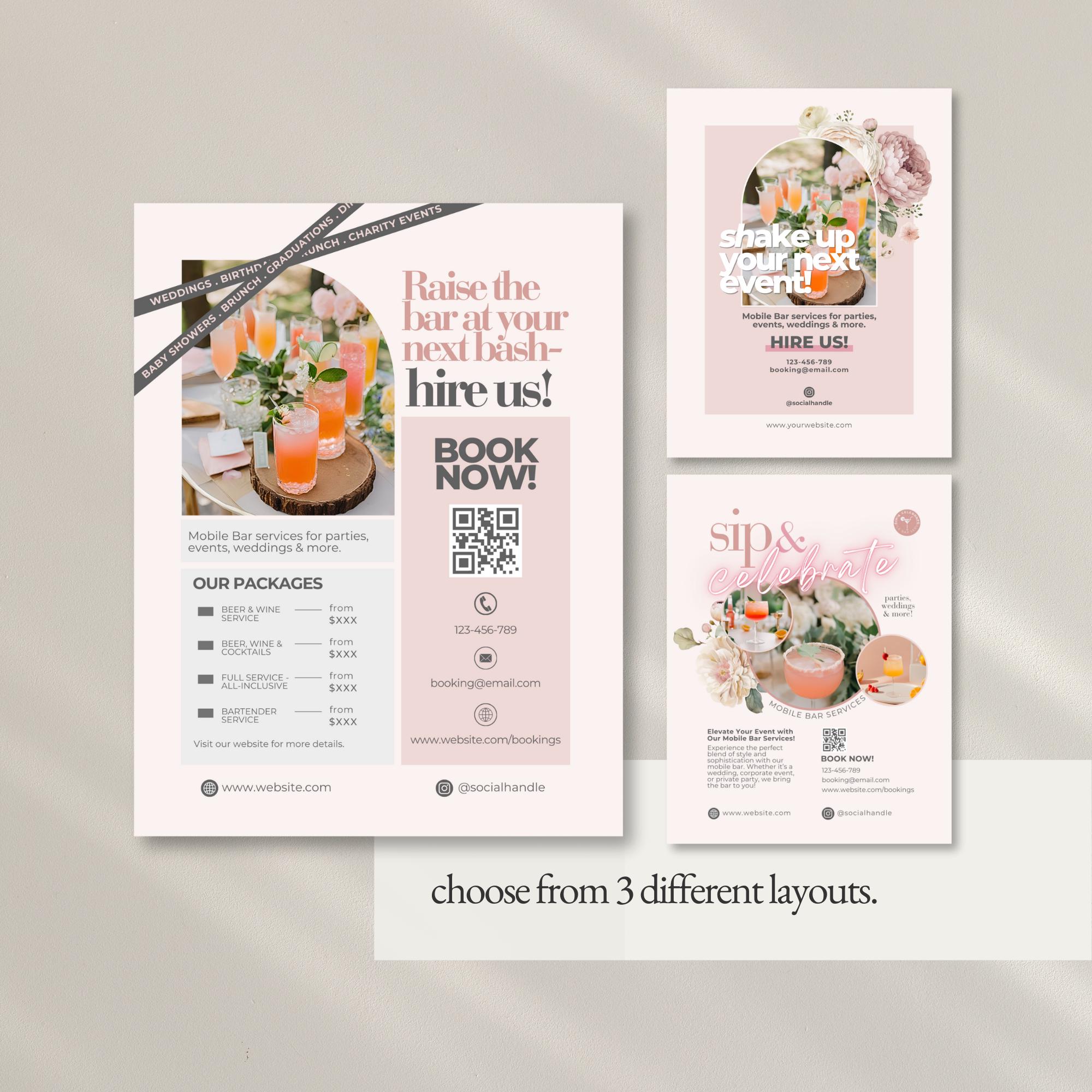 Mobile Bar Business Flyer Bundle, Canva Flyer Template, Mobile ...