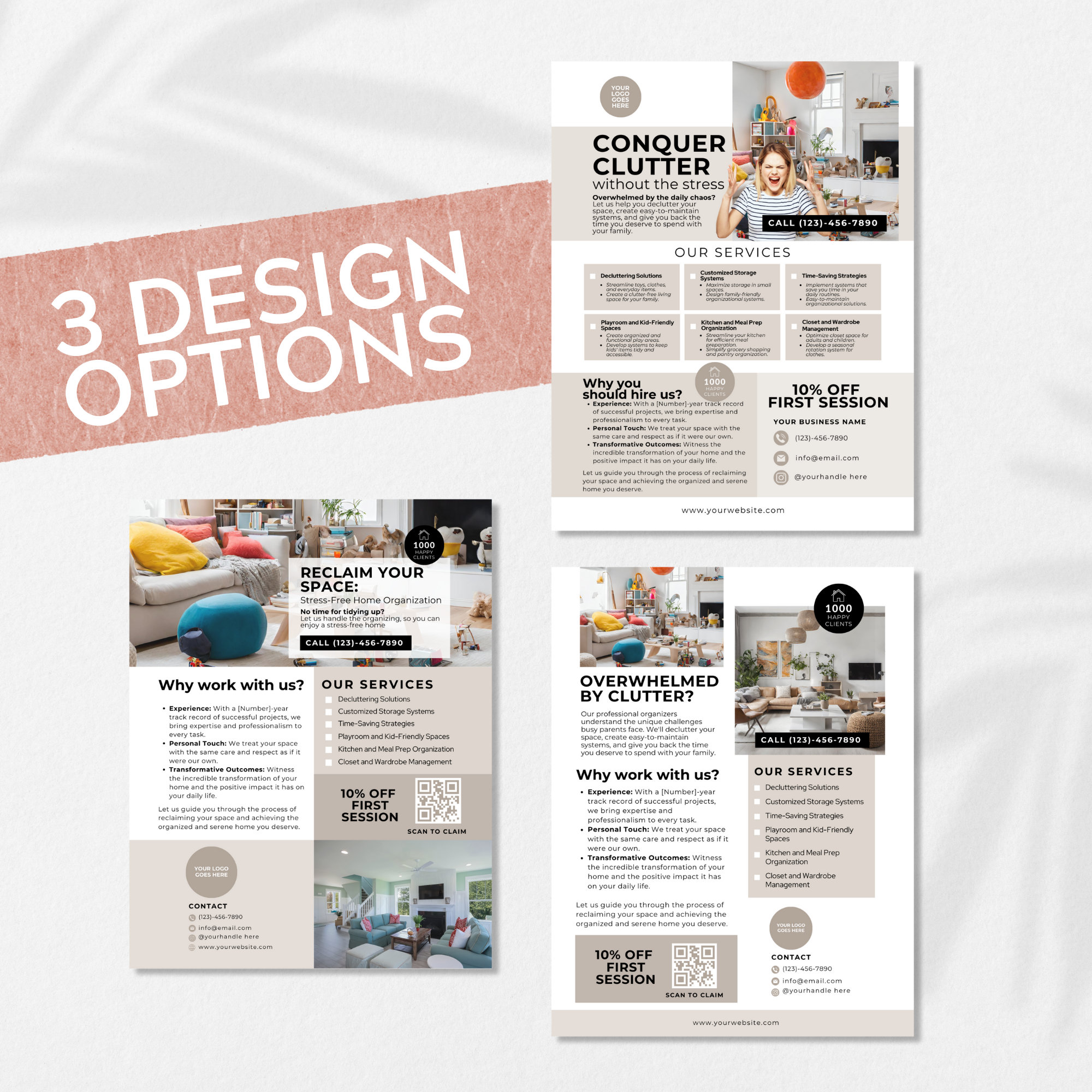 Home Organizer Flyer Bundle, Editable Canva Flyer Template, Marketing ...