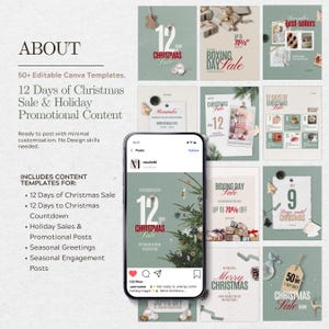 12 Days of Christmas Instagram Templates for Retail Shops, Editable ...