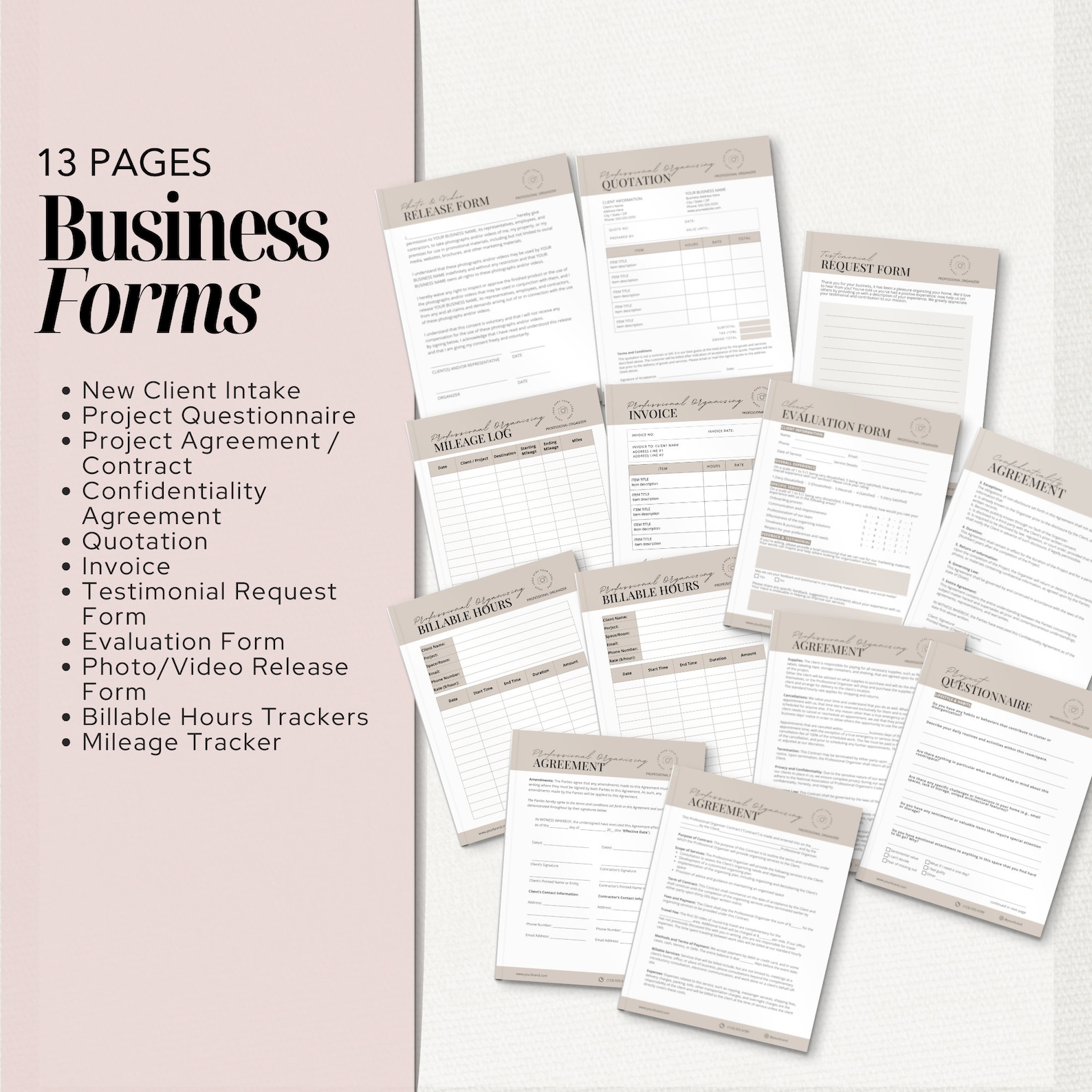 Professional Organizer Templates With Home Organizer Contract ...