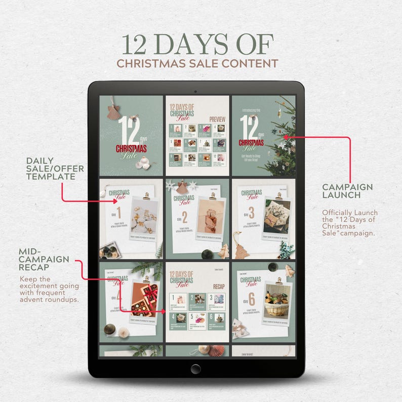 12 Days of Christmas Instagram Templates for Retail Shops, Editable ...