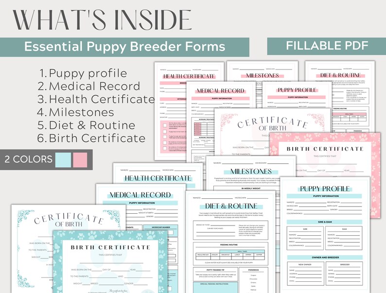 Fillable Breeder Puppy Pack With Puppy Medical Record Puppy - Etsy