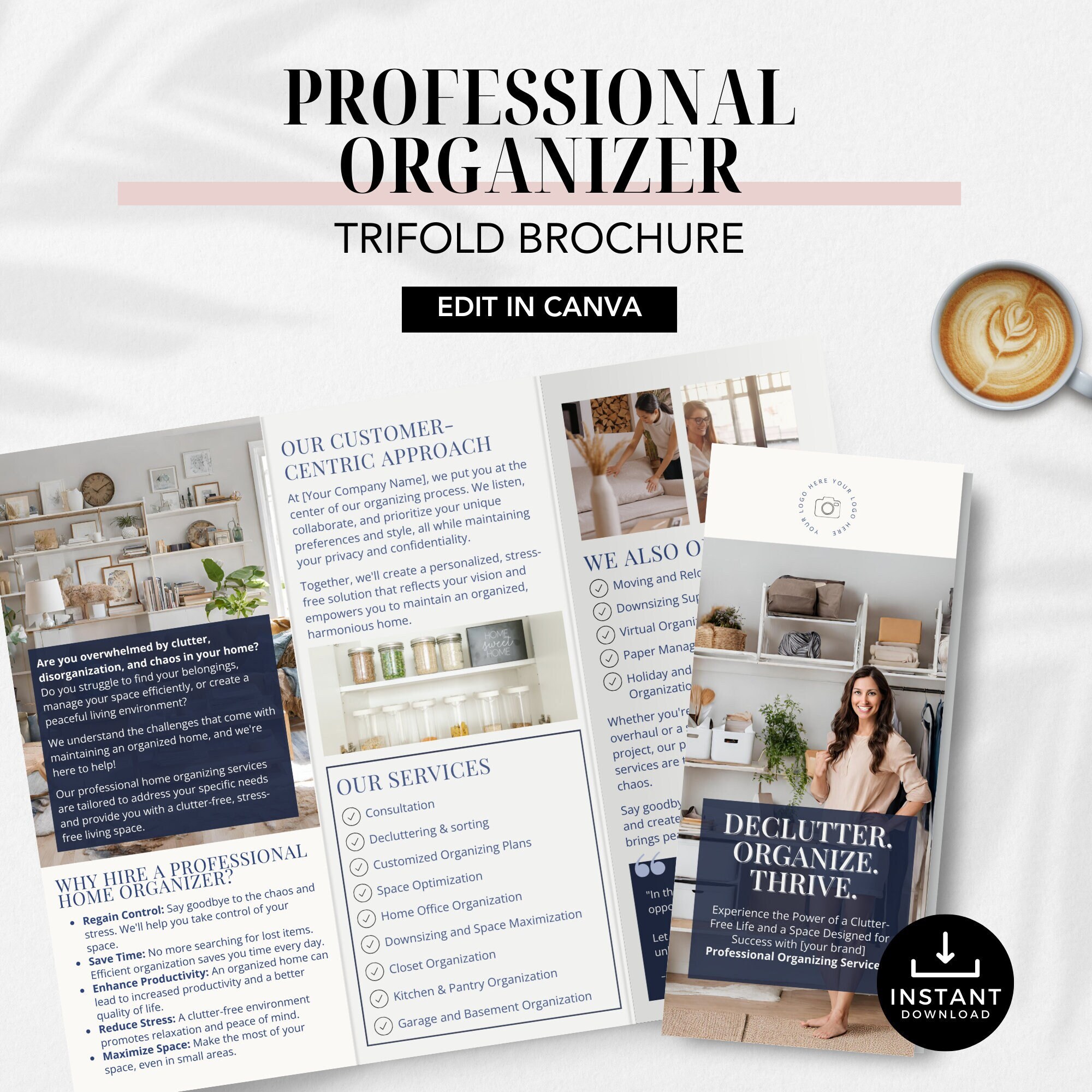 Professional Organizer Trifold Brochure, Canva Brochure Template ...