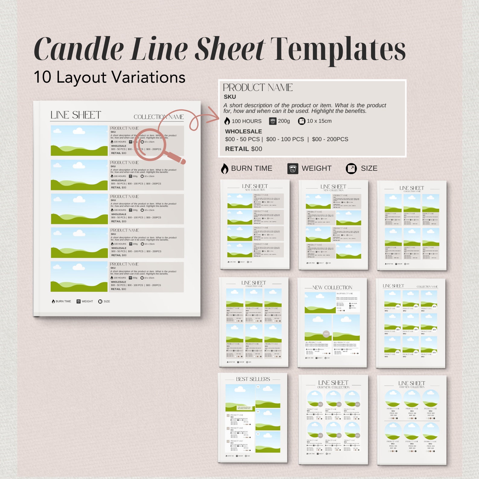 Candle Wholesale Line Sheet, Canva Wholesale Catalog Template, Business ...