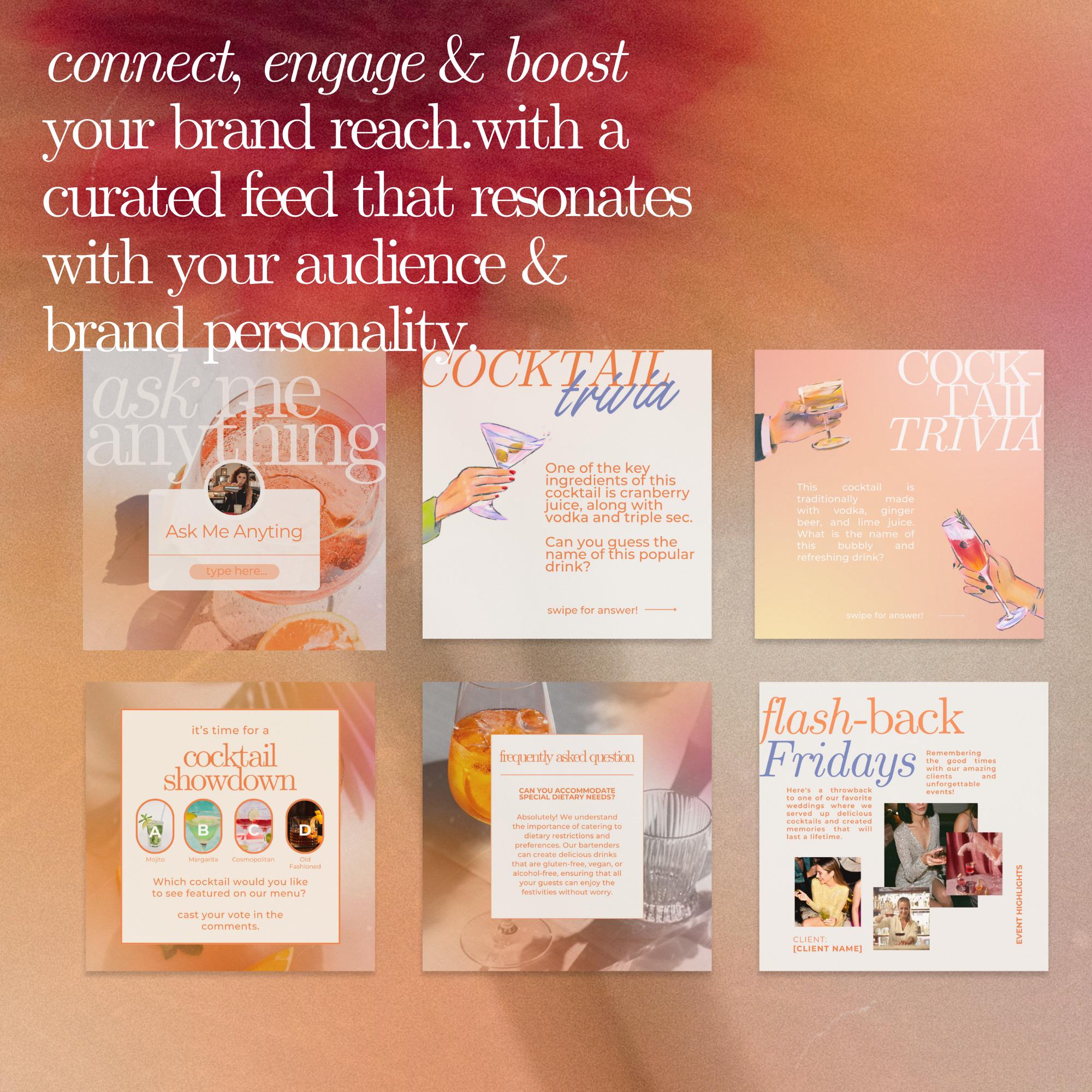 Mobile Bar Social Media Posts and Stories Templates, Editable Bartender ...