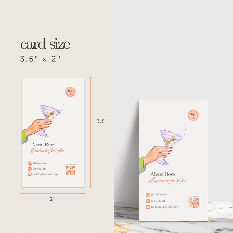 Mobile Bar Business Card Template, Editable Instagram Business Card ...