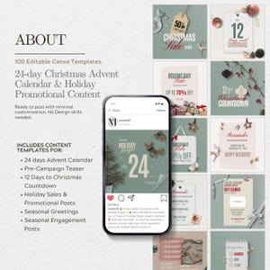 Christmas Instagram Post Templates, Advent Calendar Instagram, Holiday ...