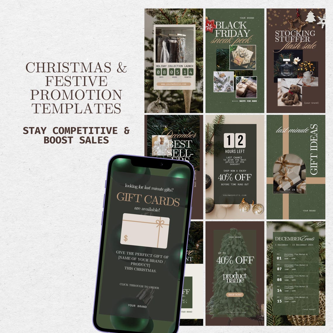 Christmas Instagram Templates, Canva Holiday Social Media Templates ...