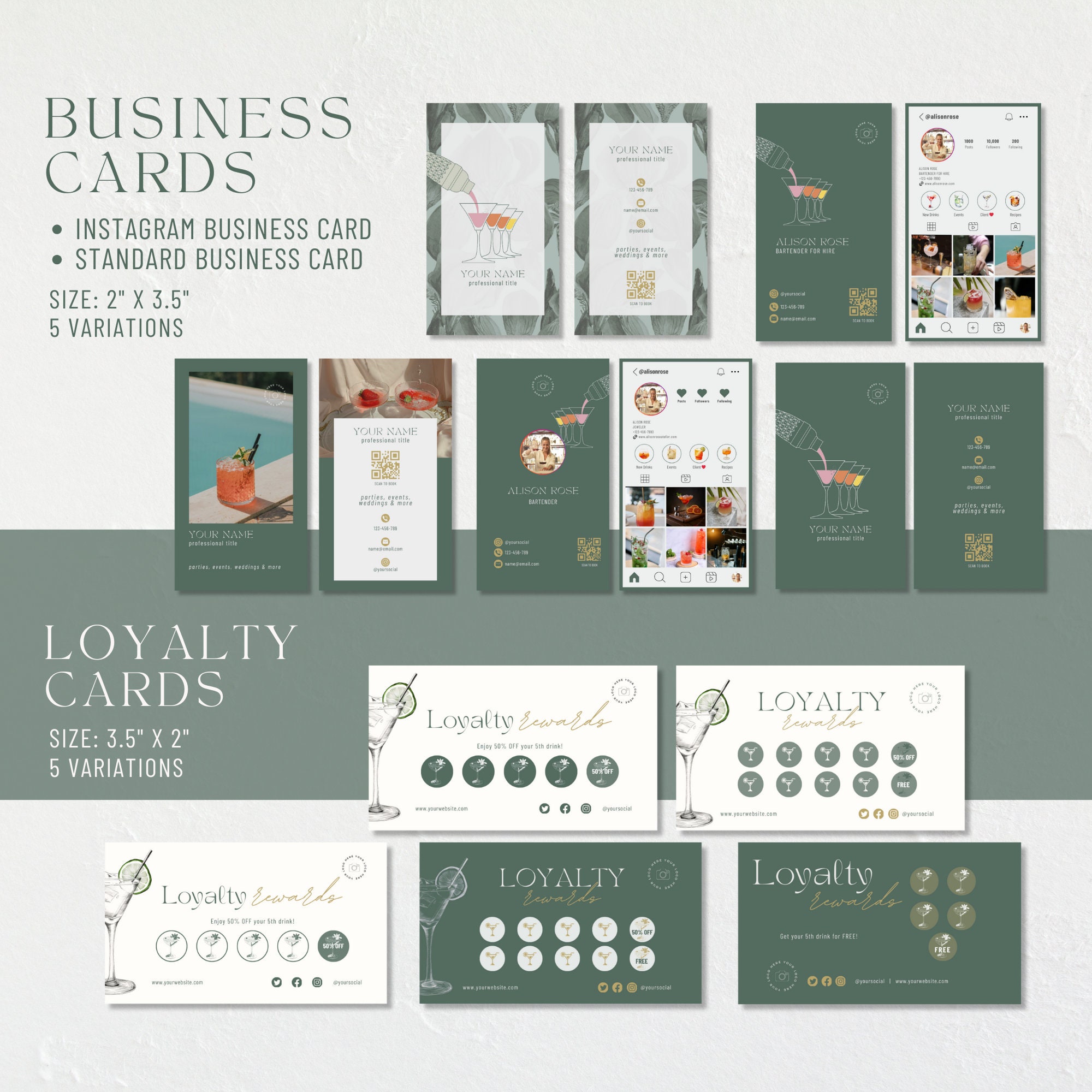 Mobile Bar Template Bundle, Editable Canva Templates, Mobile Bartending ...