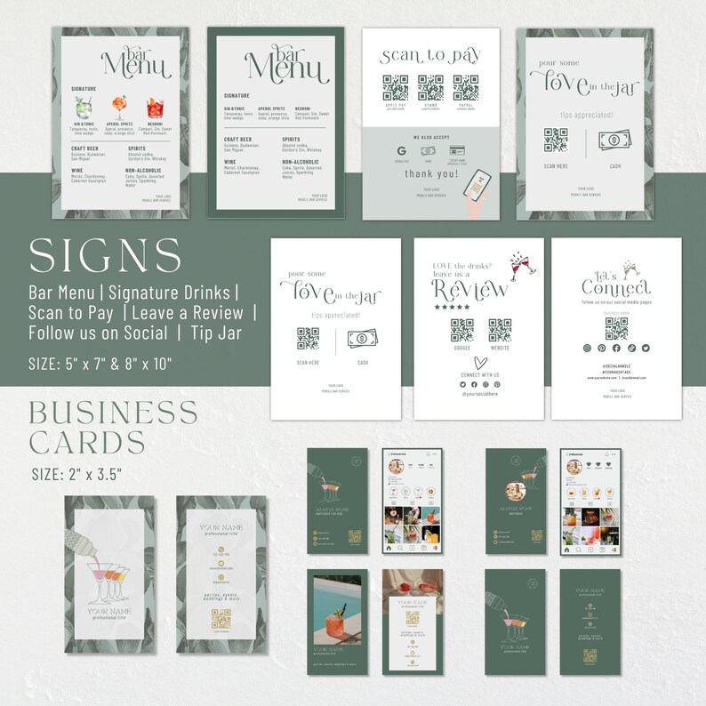 Mobile Bar Contract Template Bundle, Mobile Bartender Editable Canva ...